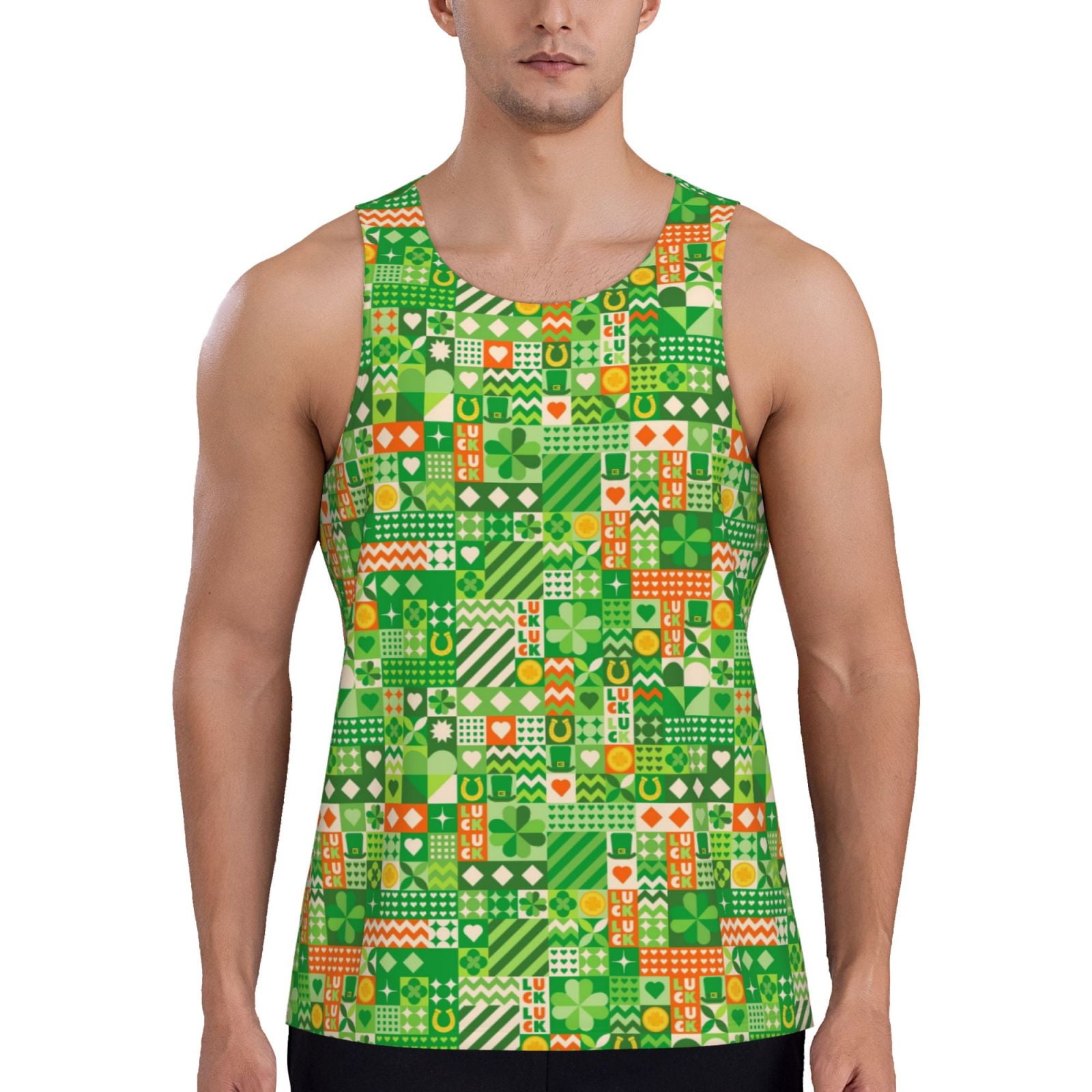 Gukieu St Patrick's Day6 Print Men's Quick Dry Fitness Vest, Round Neck ...