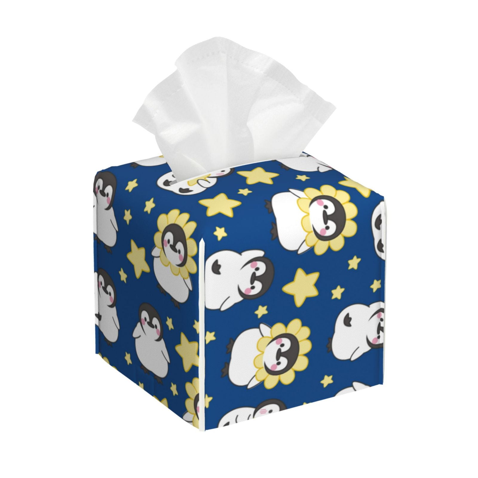 Gukieu Star Penguin Print Leather Tissue Box, PVC Waterproof Velcro ...