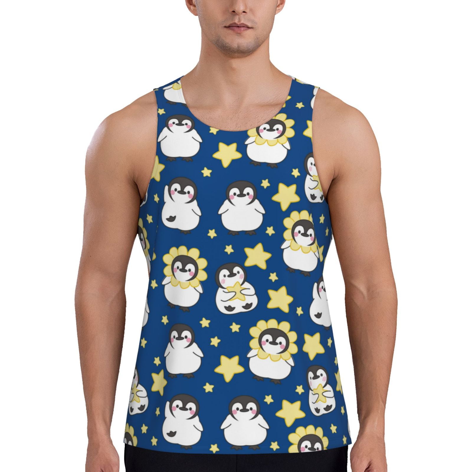 Gukieu Star Penguin Print Men's Quick Dry Fitness Vest, Round Neck ...