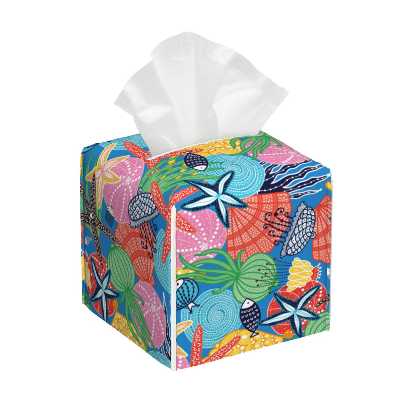 Gukieu Starfish And Algae Print Leather Tissue Box, PVC Waterproof ...
