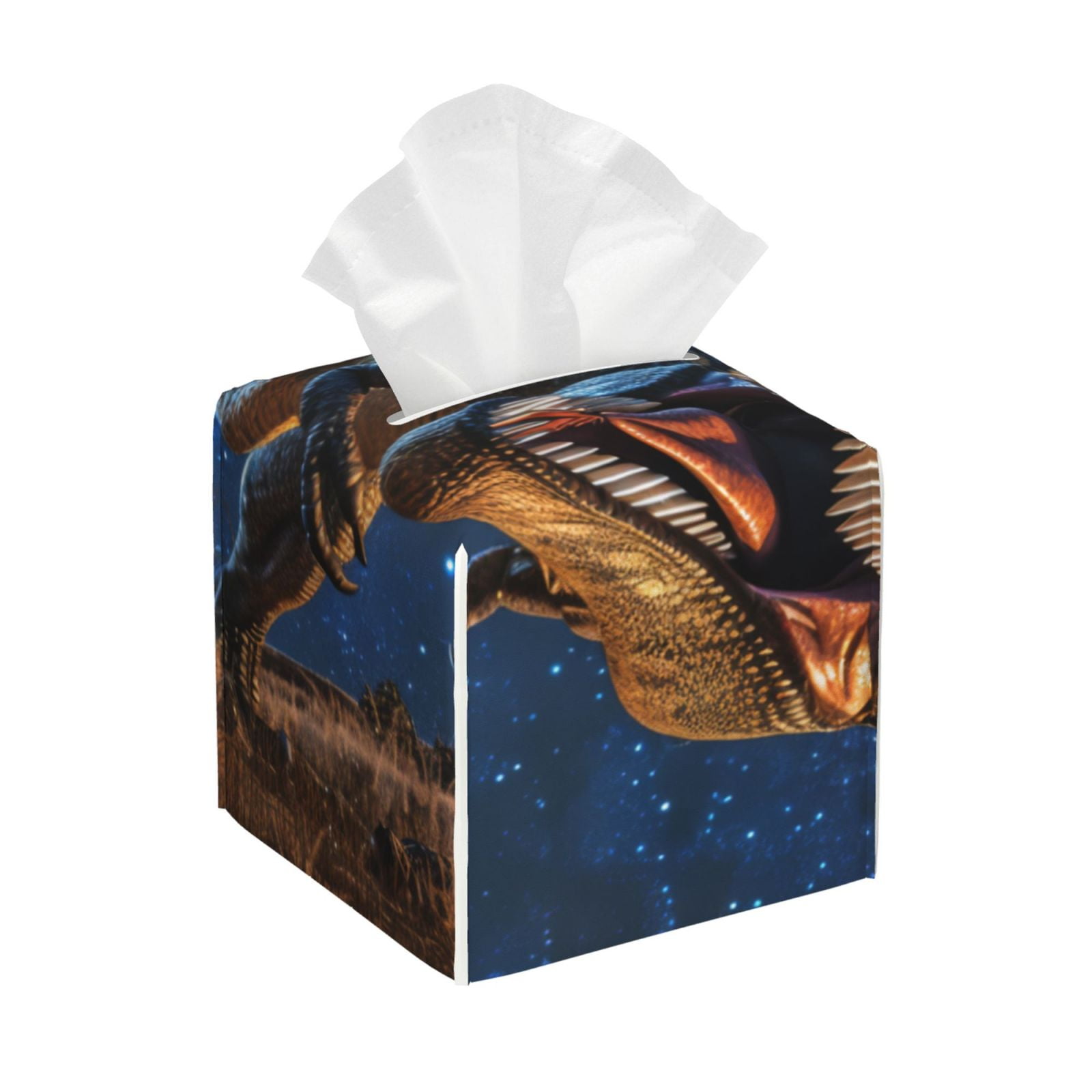 Gukieu Starry Night Charging Dinosaur Print Leather Tissue Box, PVC ...