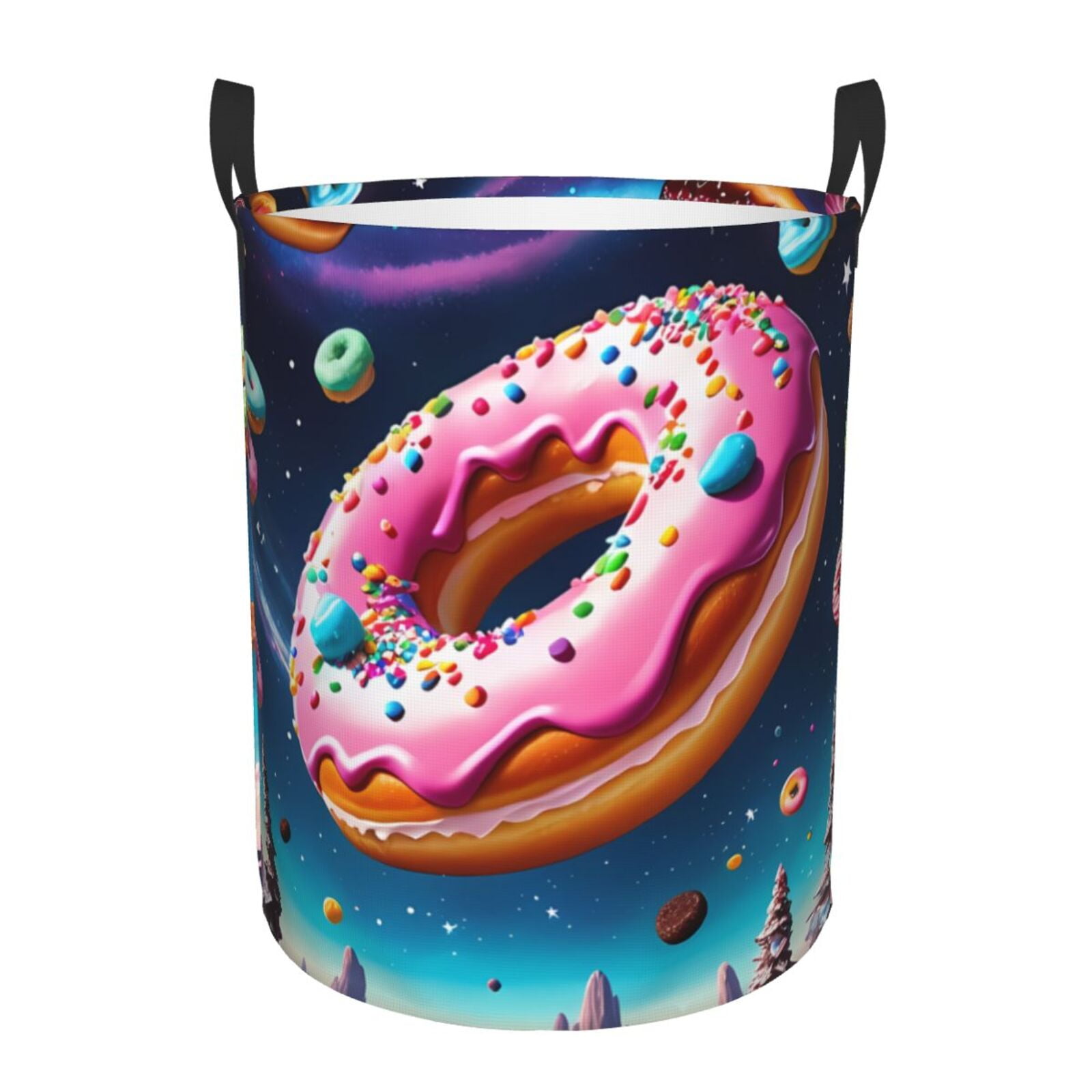 Gukieu Starry Sky Pine Tree Donut Print Round Dirty Clothes Bag ...
