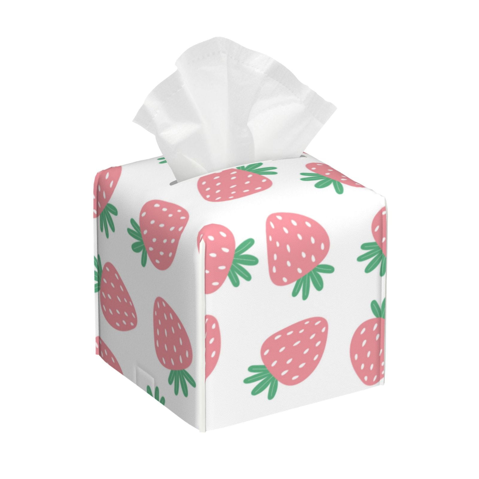 Gukieu Strawberry Print Leather Tissue Box, PVC Waterproof Velcro ...