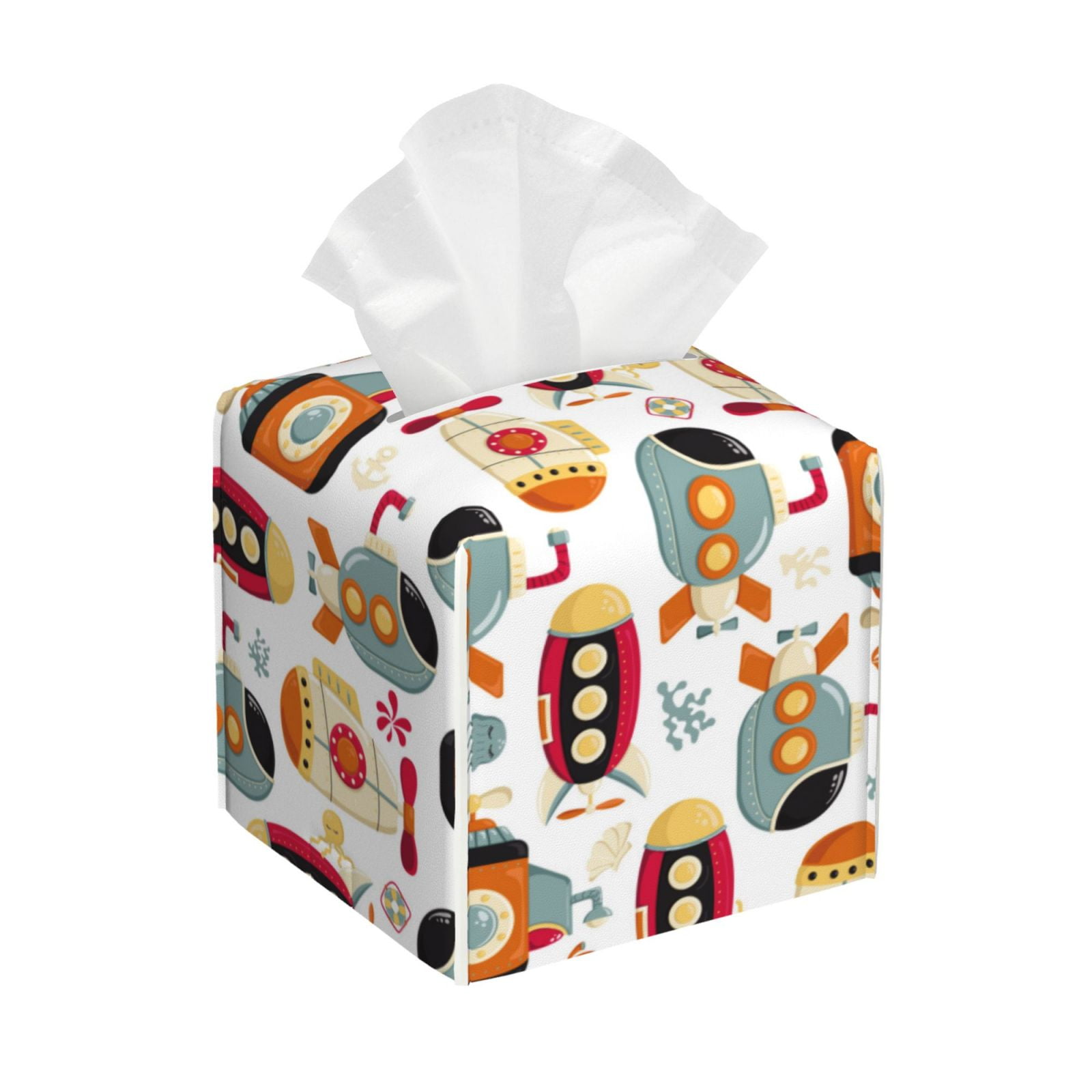 Gukieu Submarines Print Leather Tissue Box, PVC Waterproof Velcro ...