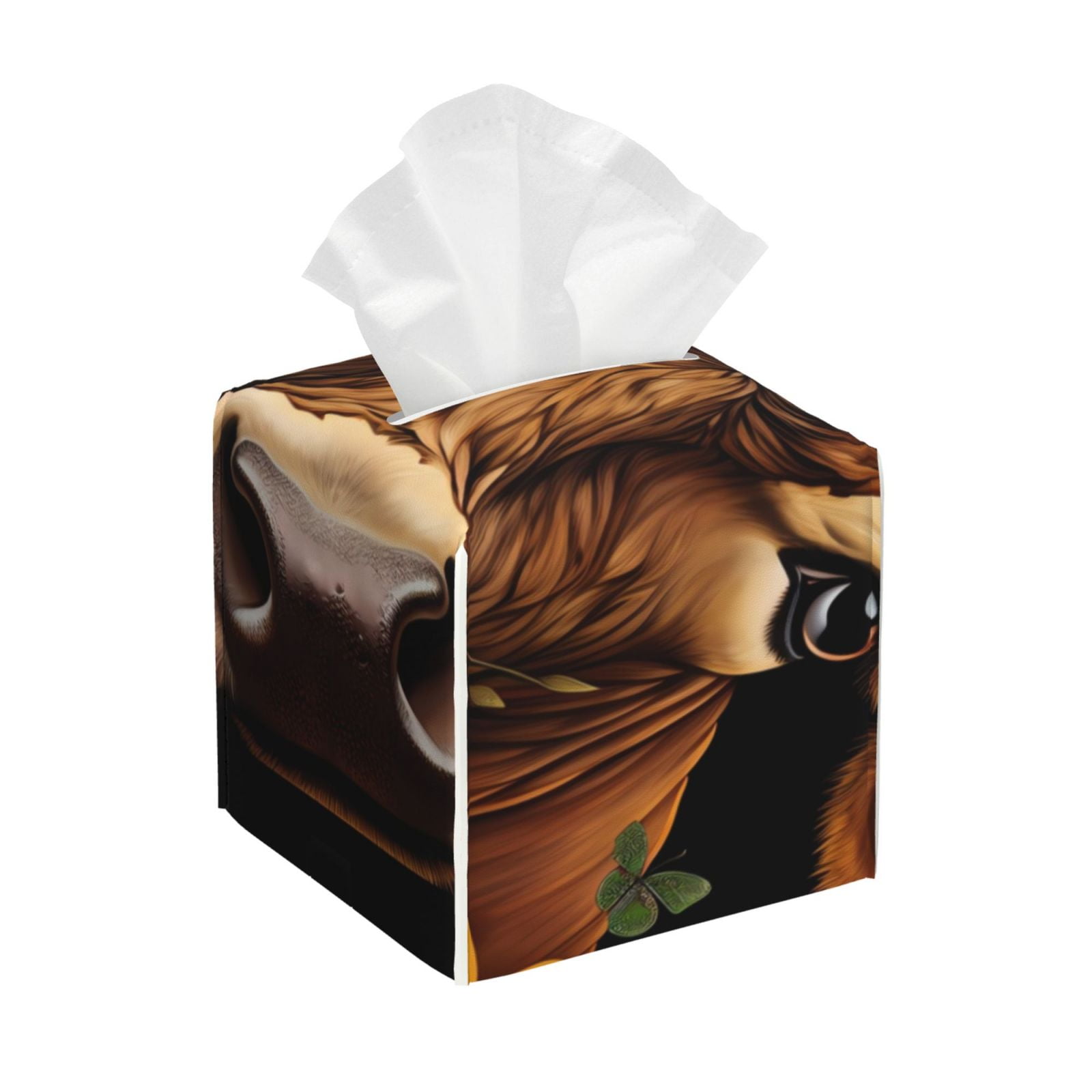 Gukieu Sunflower Butterfly Cow Print Leather Tissue Box, PVC Waterproof ...