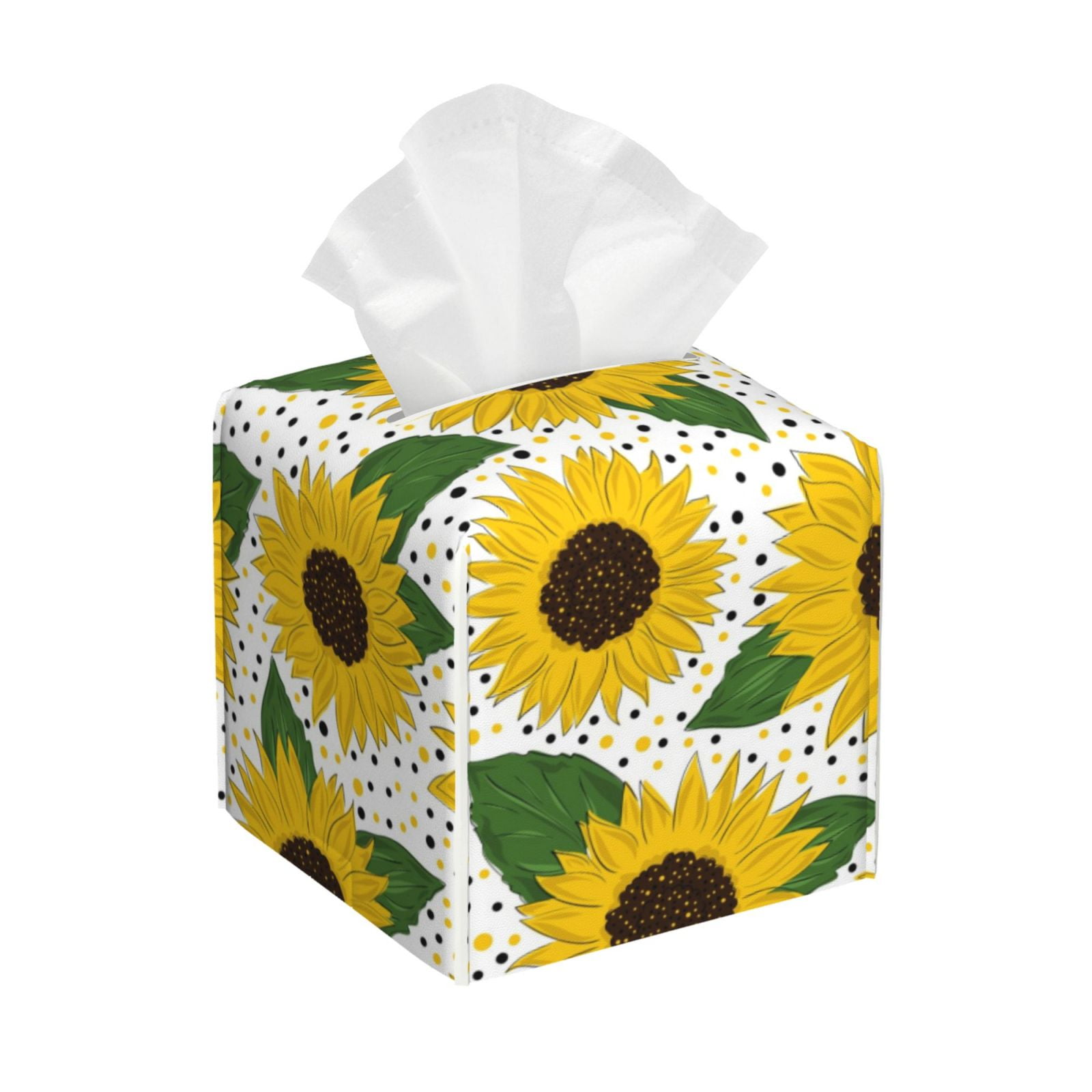 Gukieu Sunflowers Print Leather Tissue Box, PVC Waterproof Velcro ...