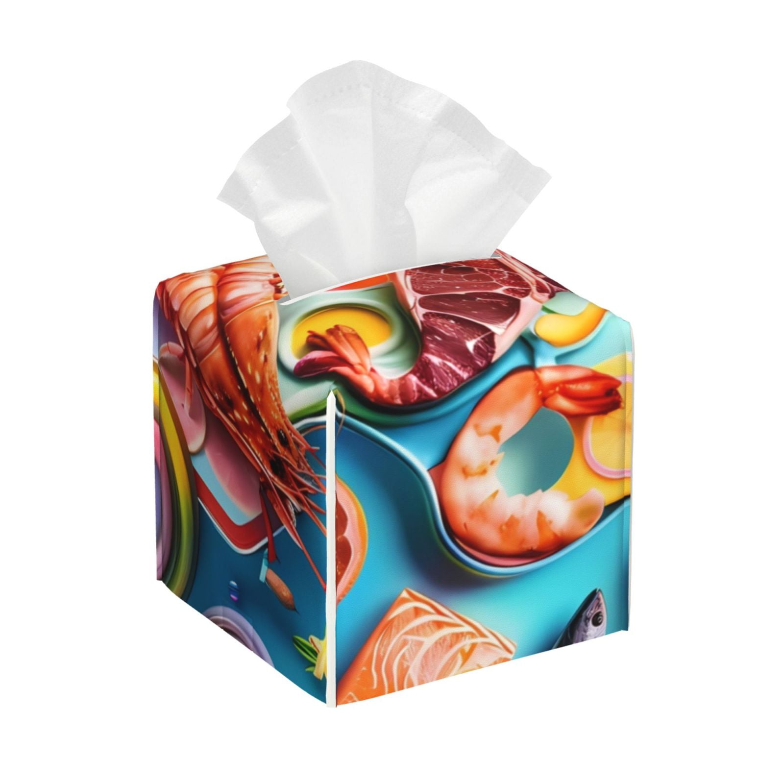 Gukieu Surreal Seafood Extravaganza Print Leather Tissue Box, PVC ...