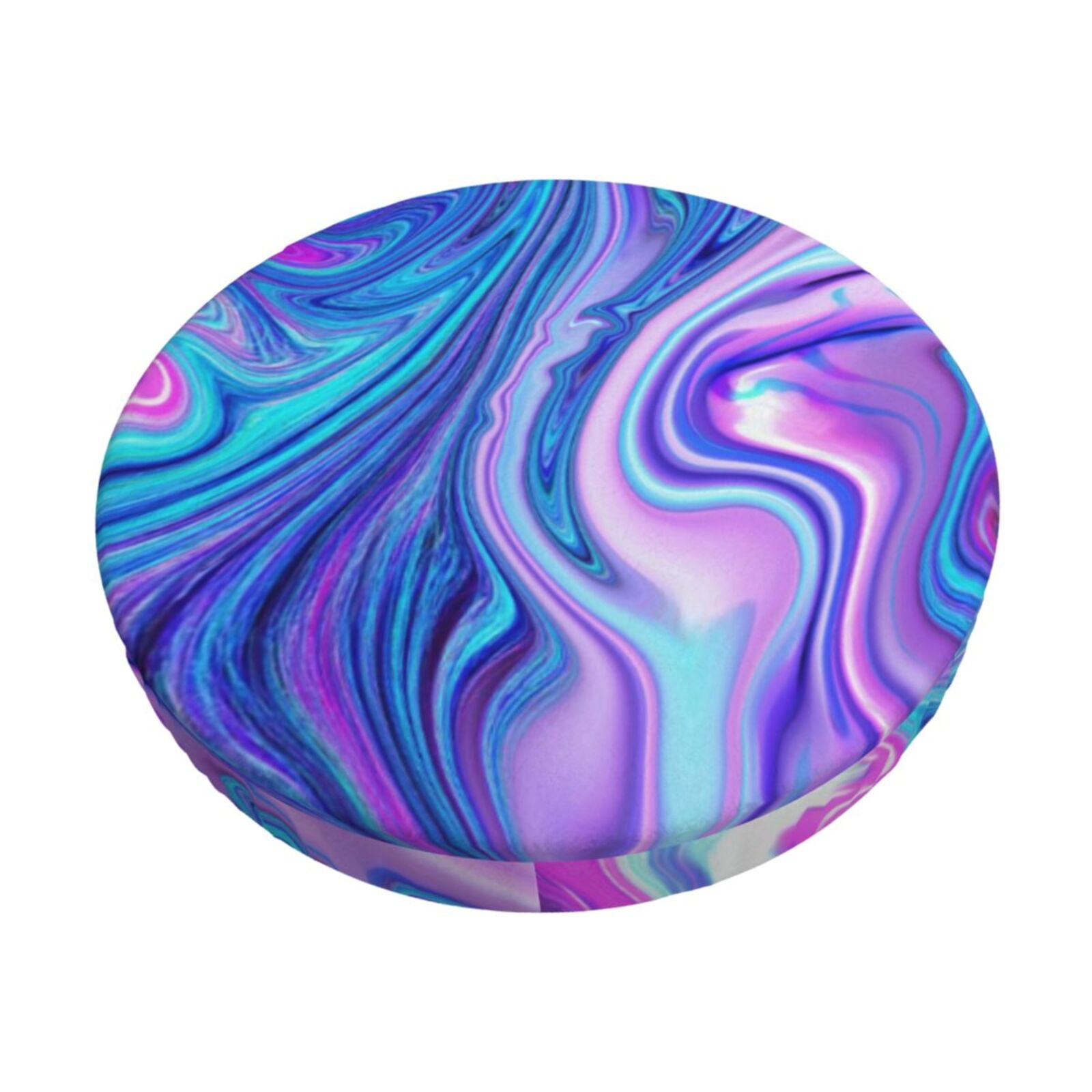 Gukieu Swirl Blue And Purple Print Round Chair Cover, Dust-proof and ...