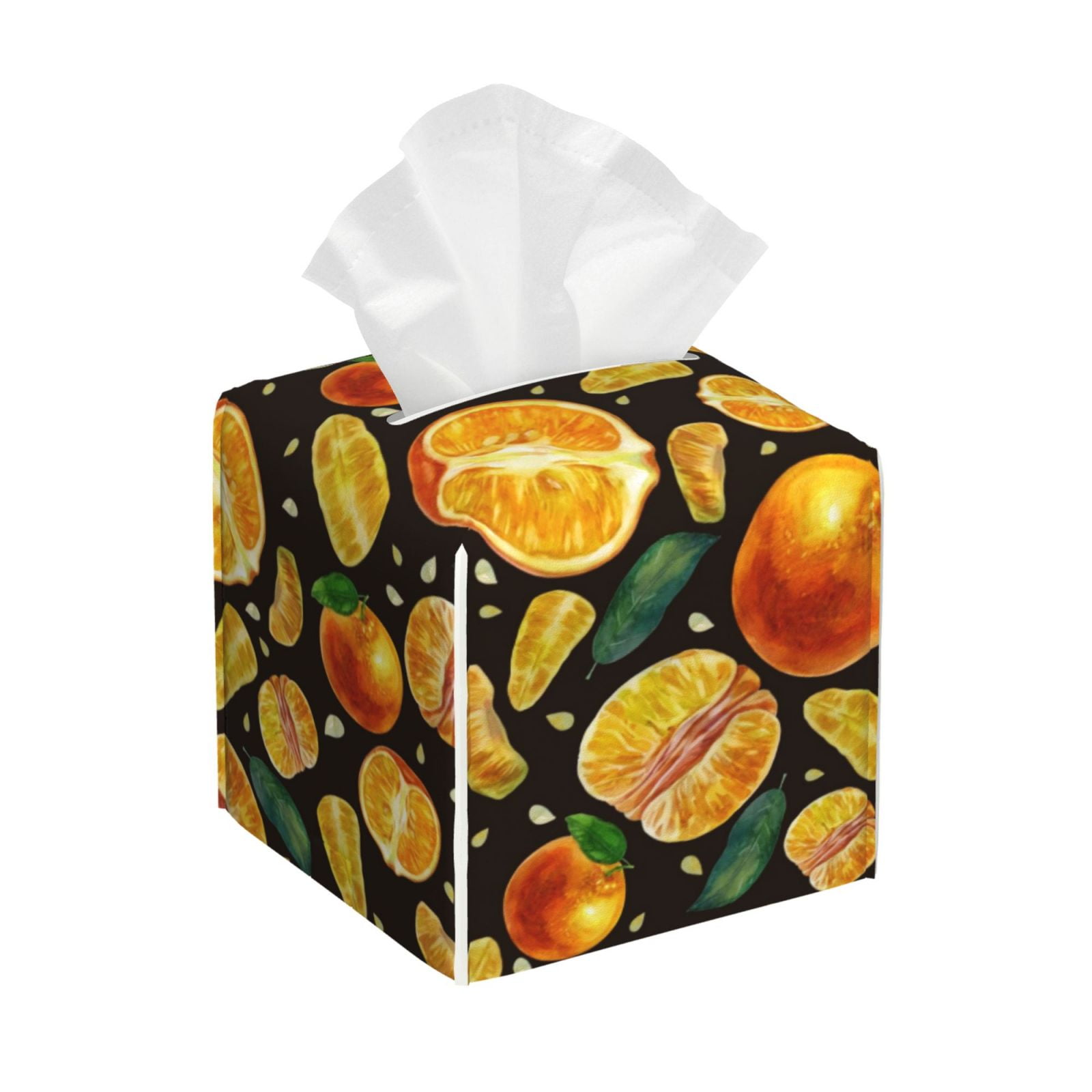 Gukieu Tangerine Print Leather Tissue Box, PVC Waterproof Velcro ...
