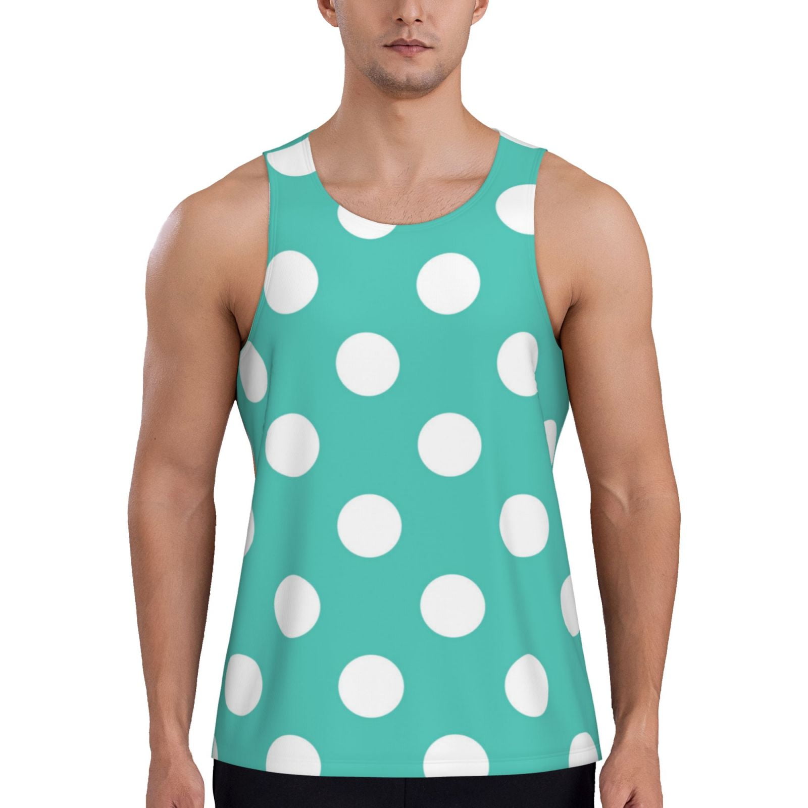 Gukieu Teal Turquoise And White Polka Dot Print Men's Quick Dry Fitness ...