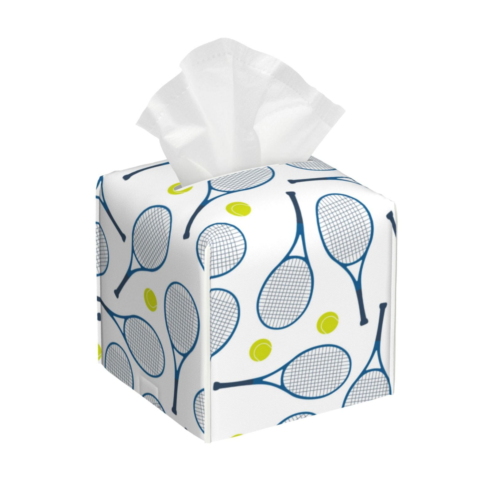 Gukieu Tennis Rackets And Balls Print Leather Tissue Box, PVC ...