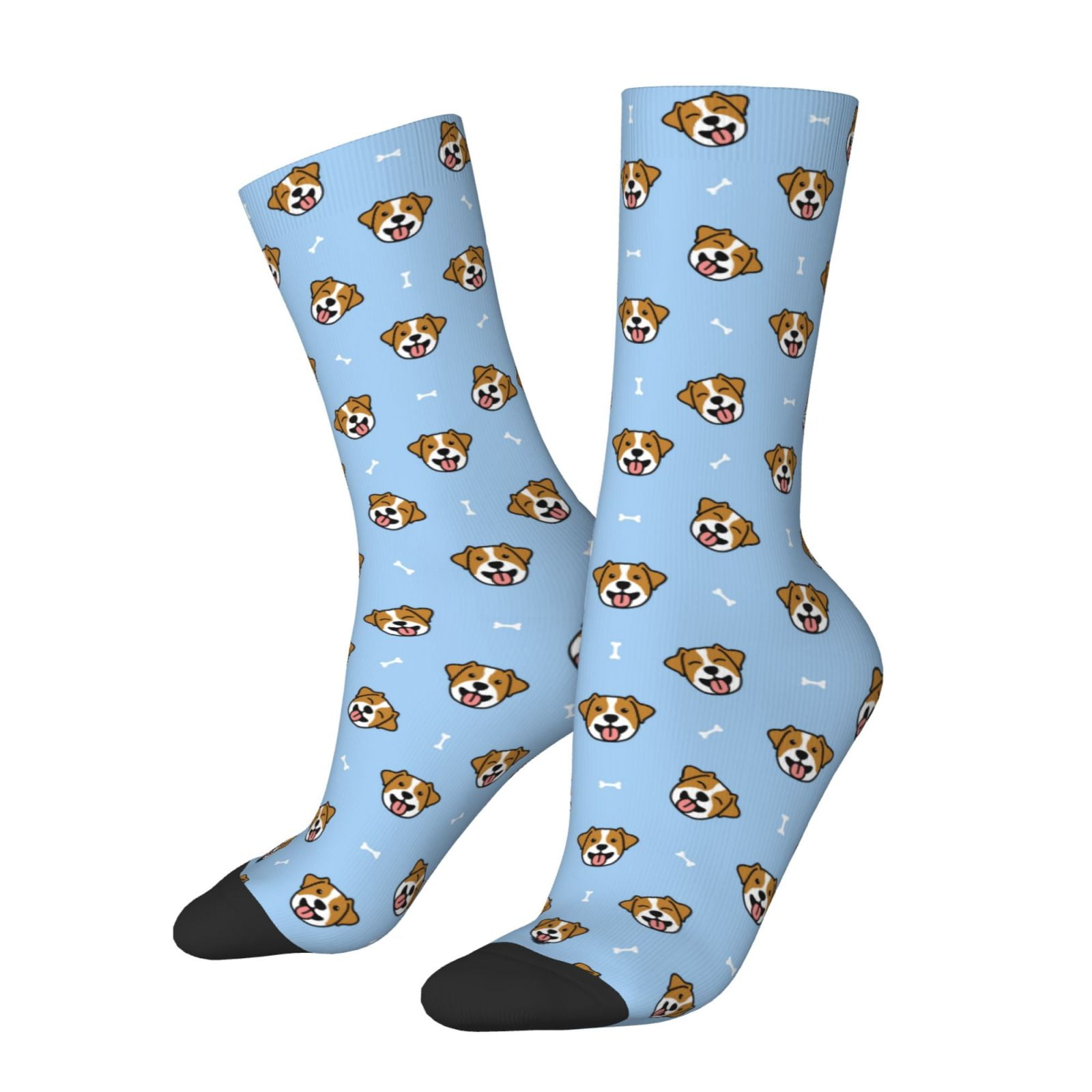 Gukieu Terrier Print Contrast Color Mid-calf Socks, Sweat-wicking ...