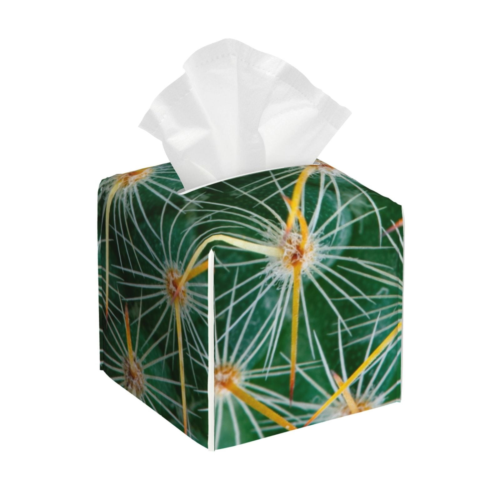 Gukieu Thorns Of Macro Cactus Print Leather Tissue Box, PVC Waterproof ...