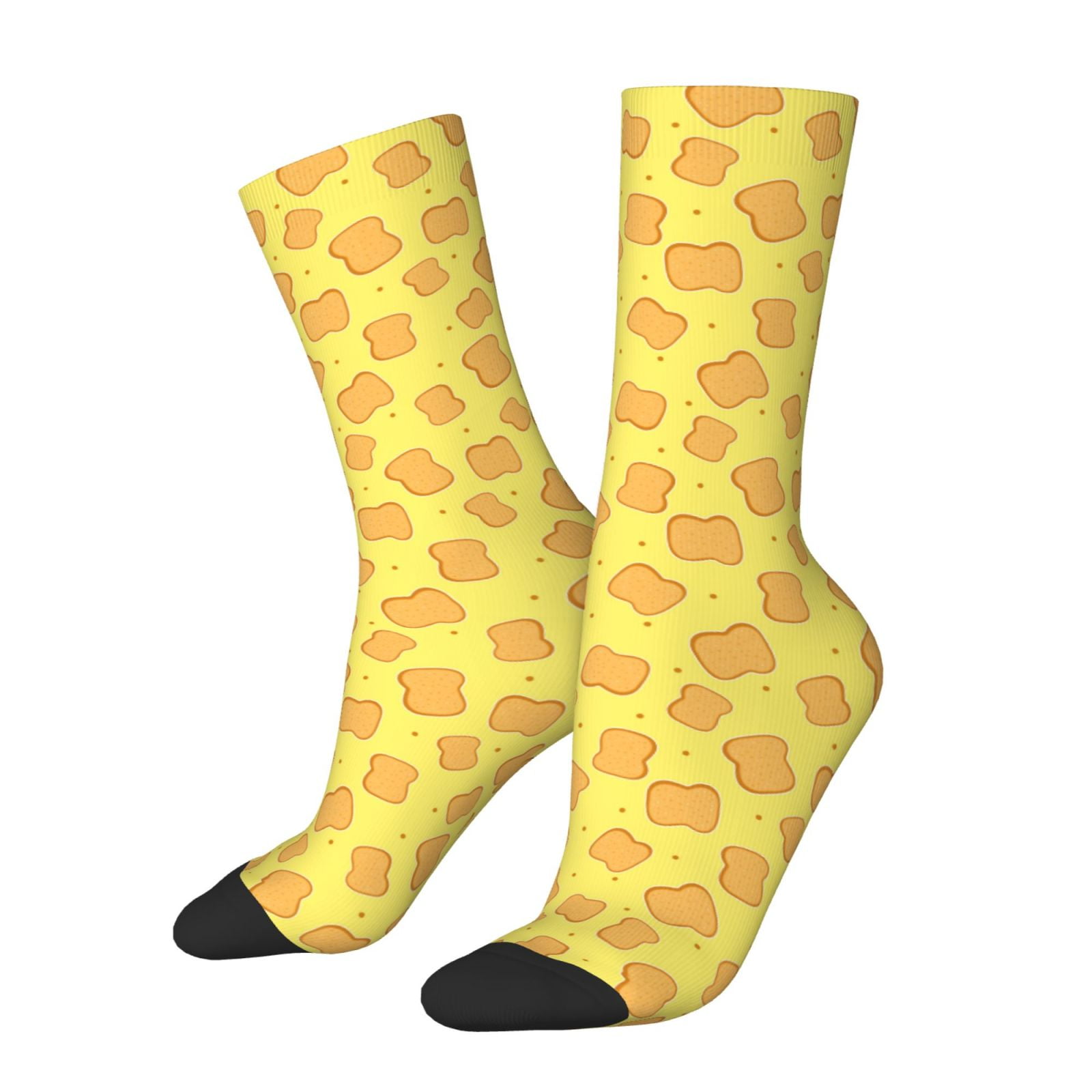 Gukieu Toast Print Contrast Color Mid-calf Socks, Sweat-wicking ...