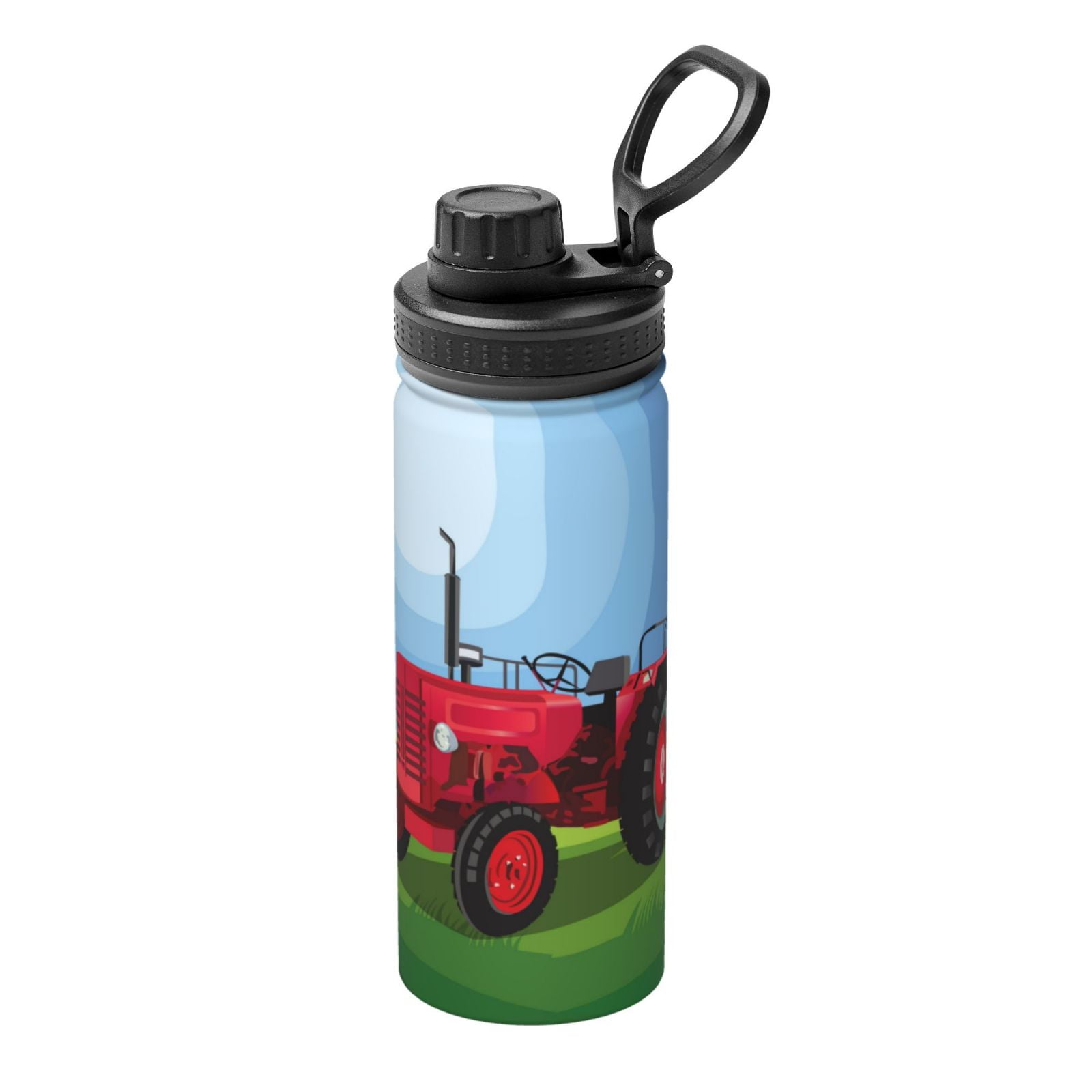 Gukieu Tractor on farming land Print 18OZ Portable Sports Water Bottle ...