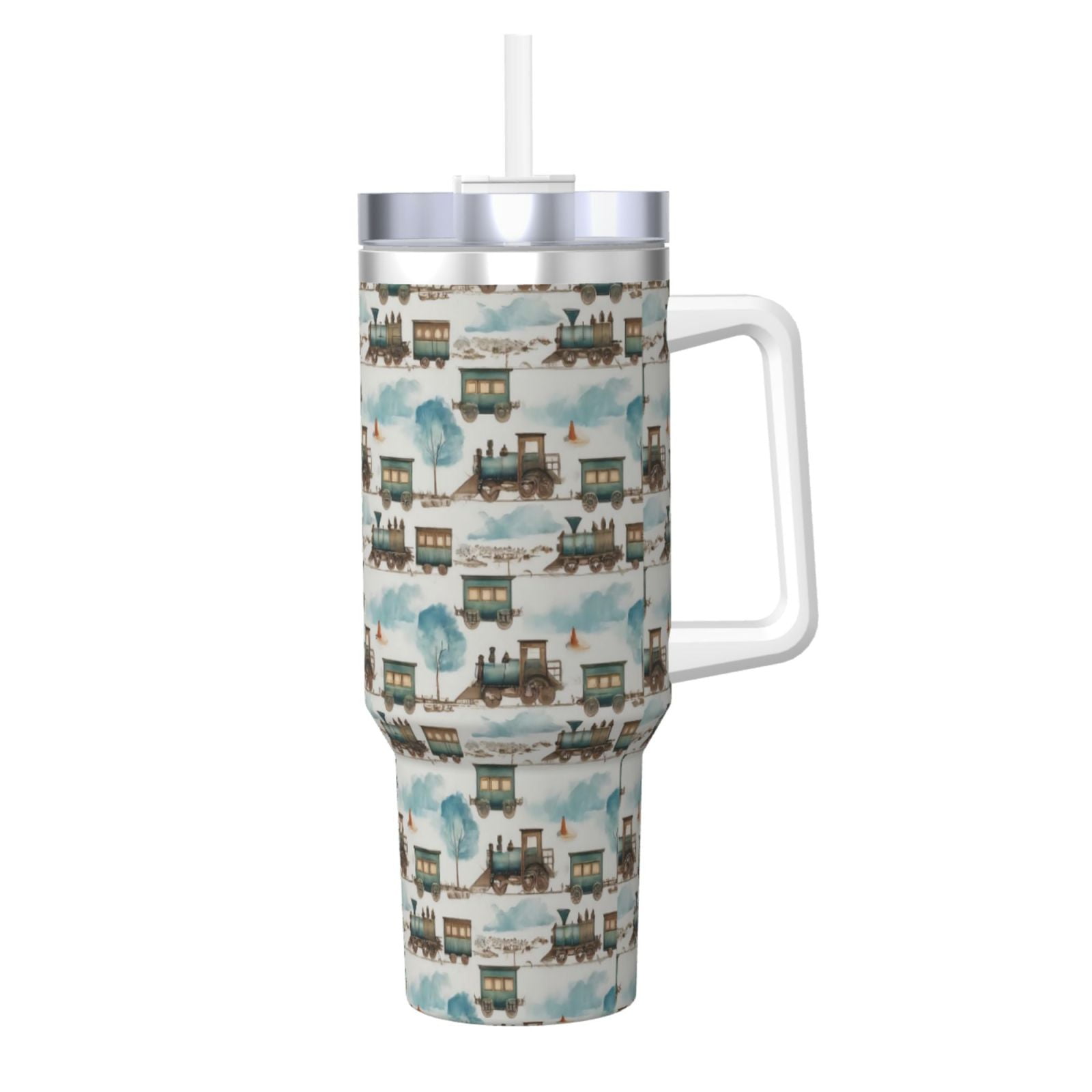 Gukieu Transport Train Print 40OZ Ice Cup, Stainless Steel Vacuum ...