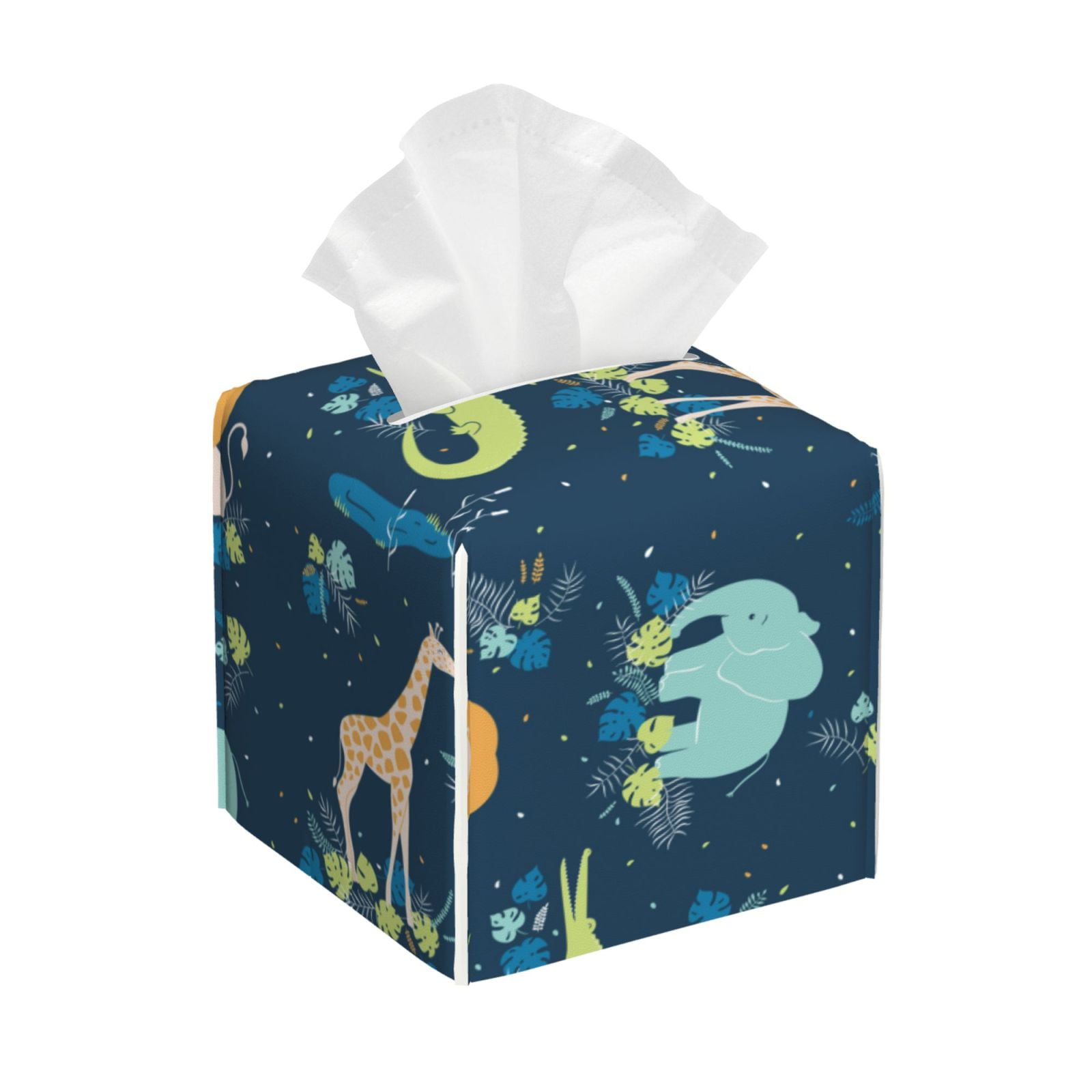 Gukieu Tropical Animals Print Leather Tissue Box, PVC Waterproof Velcro ...