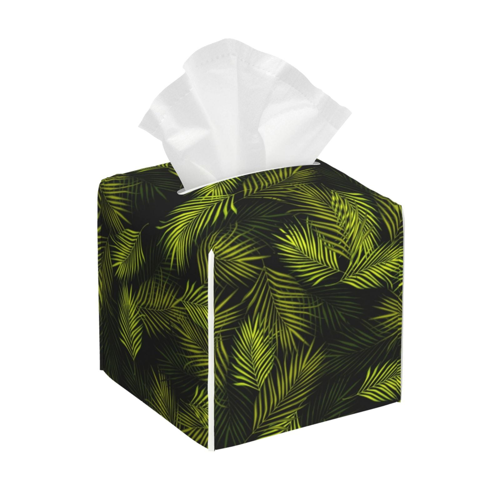 Gukieu Tropical Palm Leaves Fern Leaf Print Leather Tissue Box, PVC ...