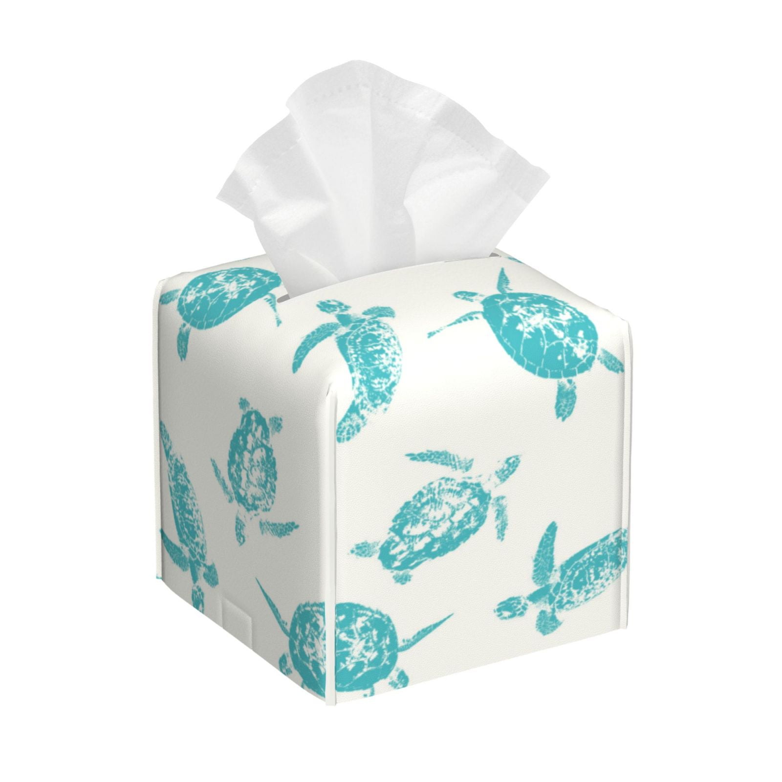 Gukieu Turtle Print Leather Tissue Box, PVC Waterproof Velcro Opening ...