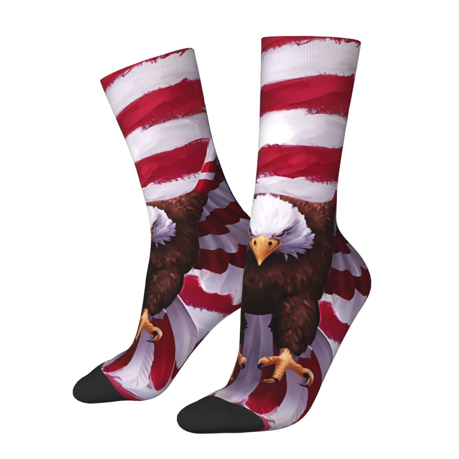 Gukieu USA Eagle with Spread Wings Print Contrast Color Mid-calf Socks ...