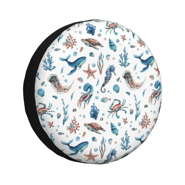 Gukieu Undersea Animals Print Car Tire Cover, Adjustable Waterproof and ...