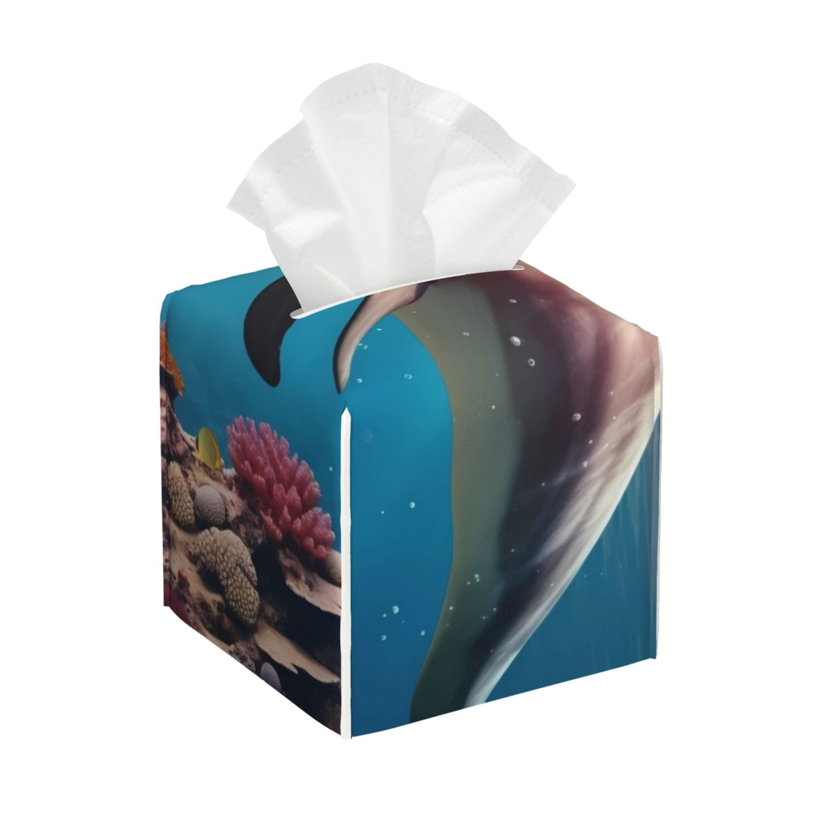 Gukieu Underwater Plant Dolphin Print Leather Tissue Box, PVC ...