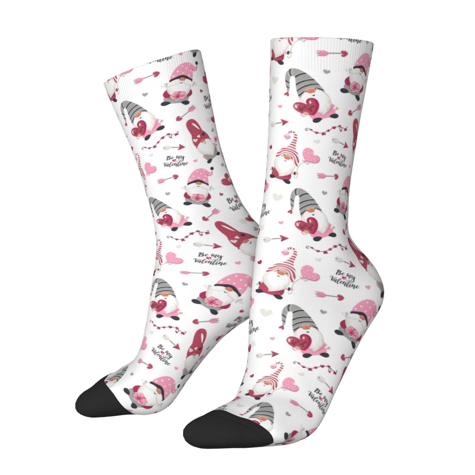 Gukieu Valentine's Day gnomes Print Contrast Color Mid-calf Socks ...