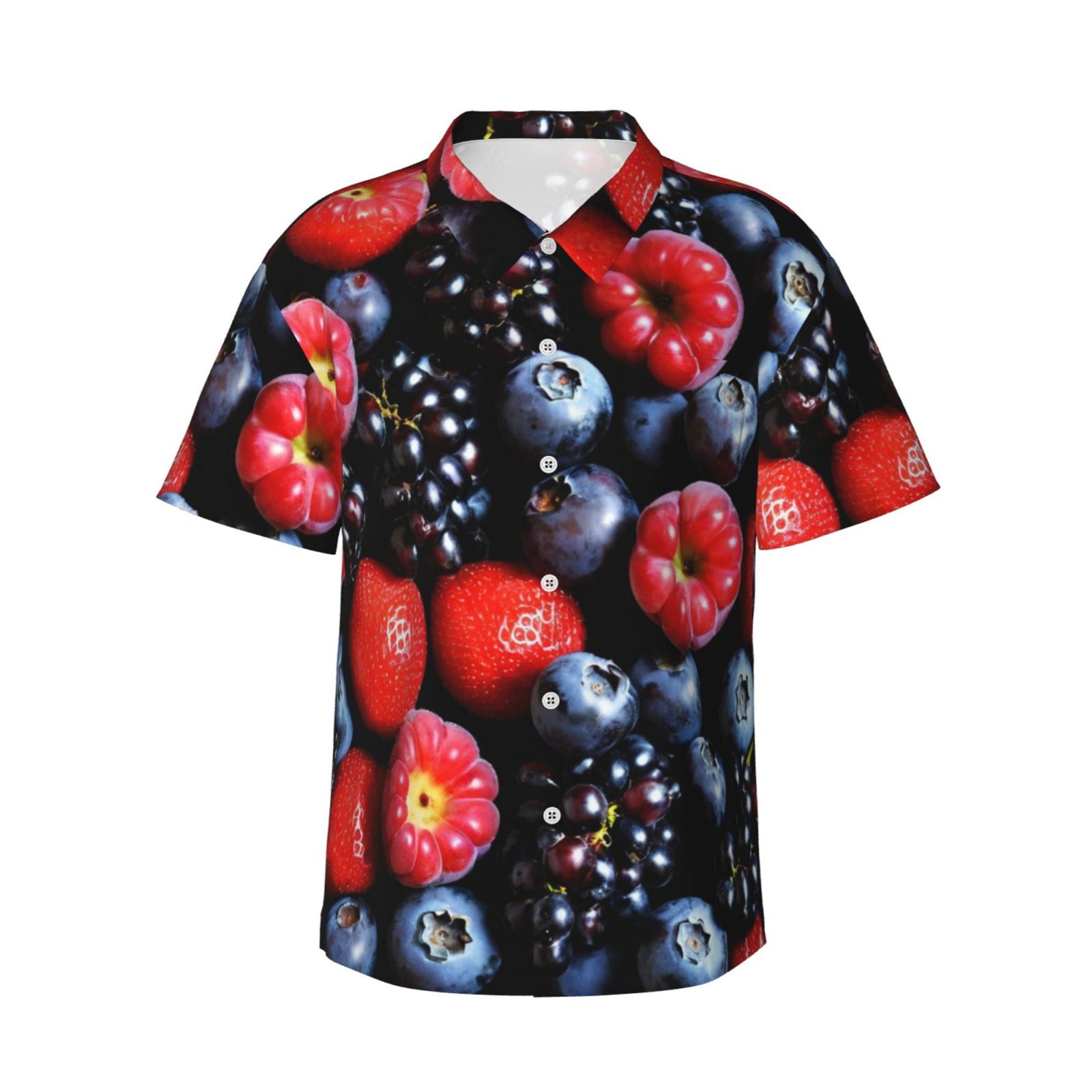 Gukieu Variety Of Fruits And Berries Print Men's Short-sleeved Shirts ...