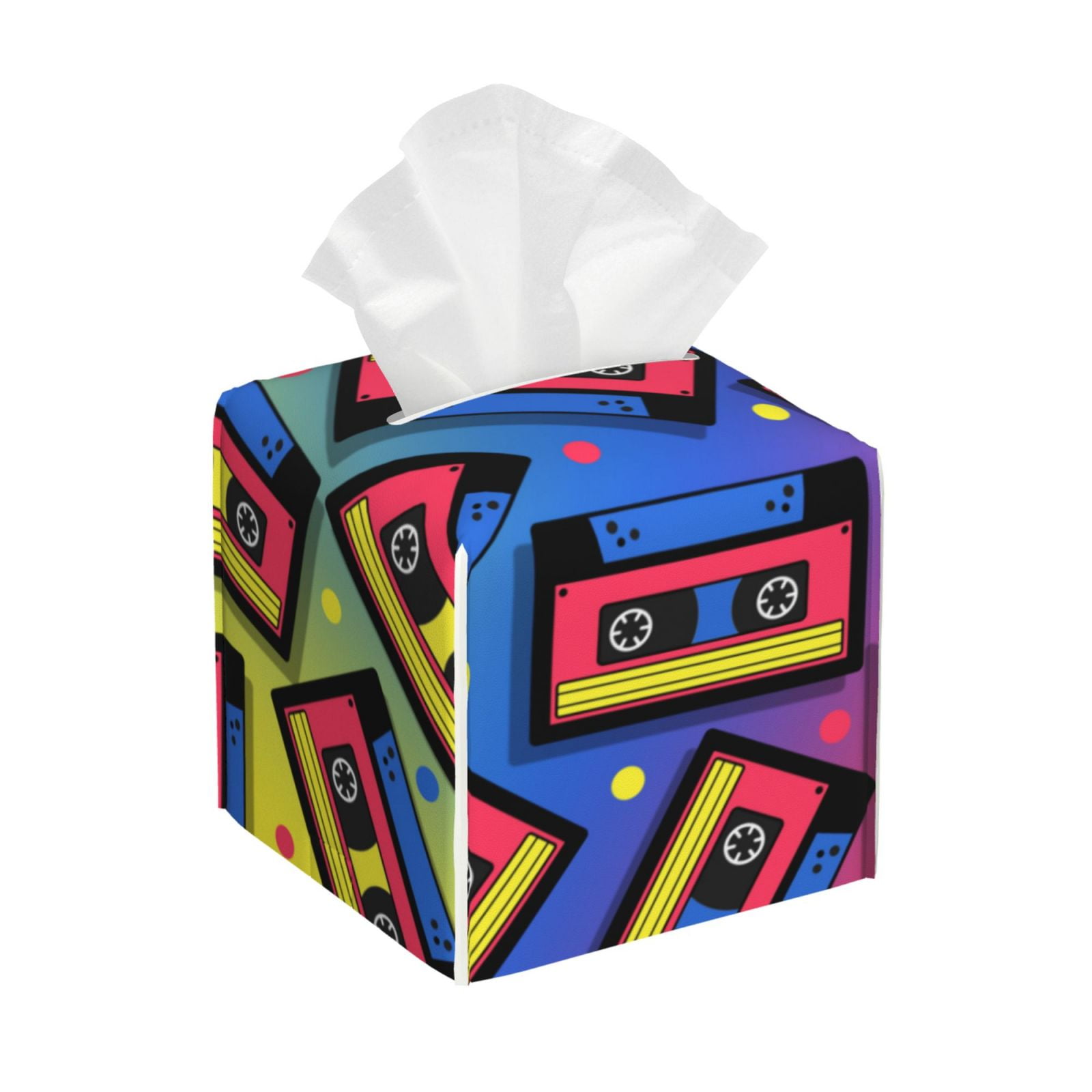 Gukieu Vintage Audio Cassettes Print Leather Tissue Box, PVC Waterproof ...