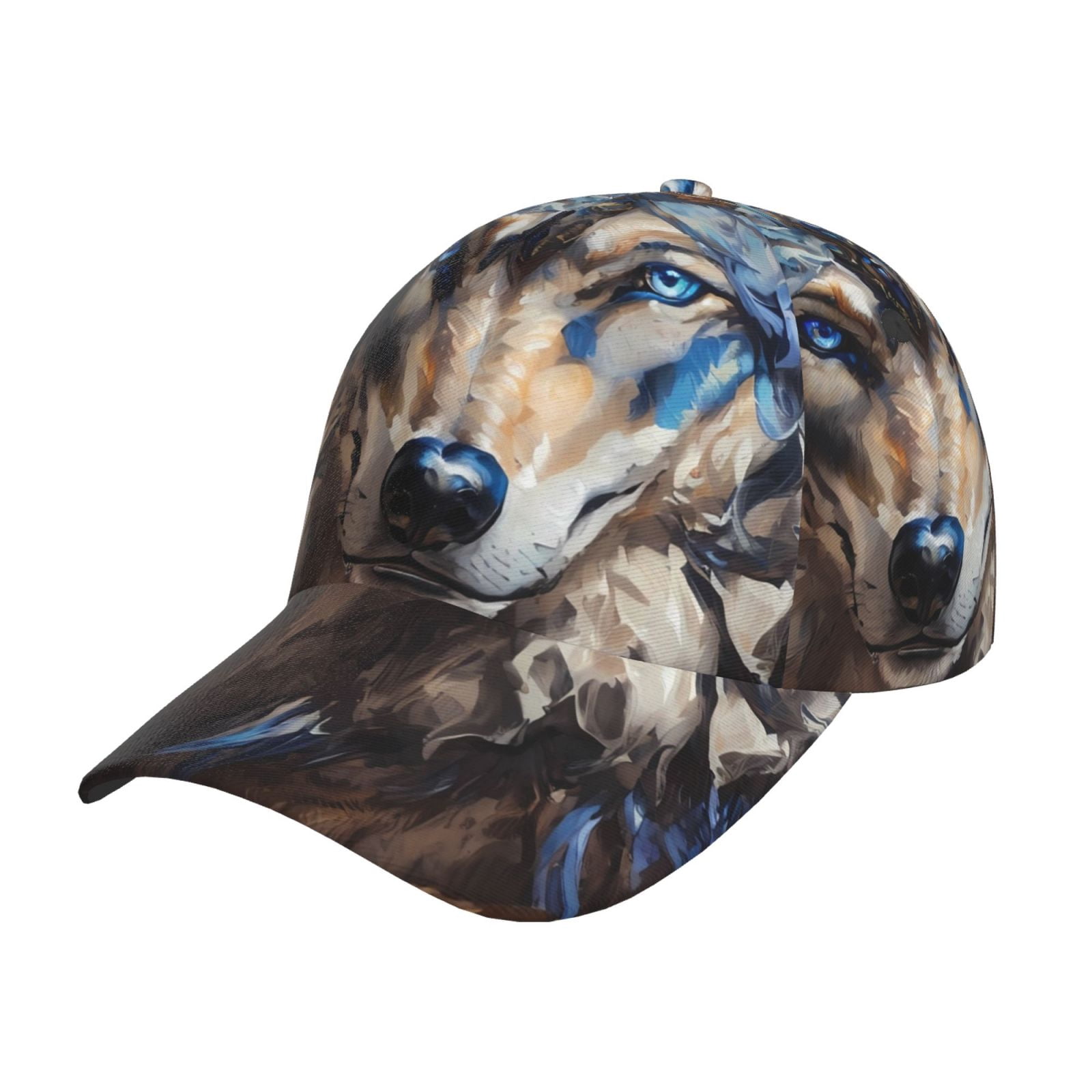 Gukieu Vintage Blue Floral Wolf Prin Baseball Cap, Adjustable Sweat ...