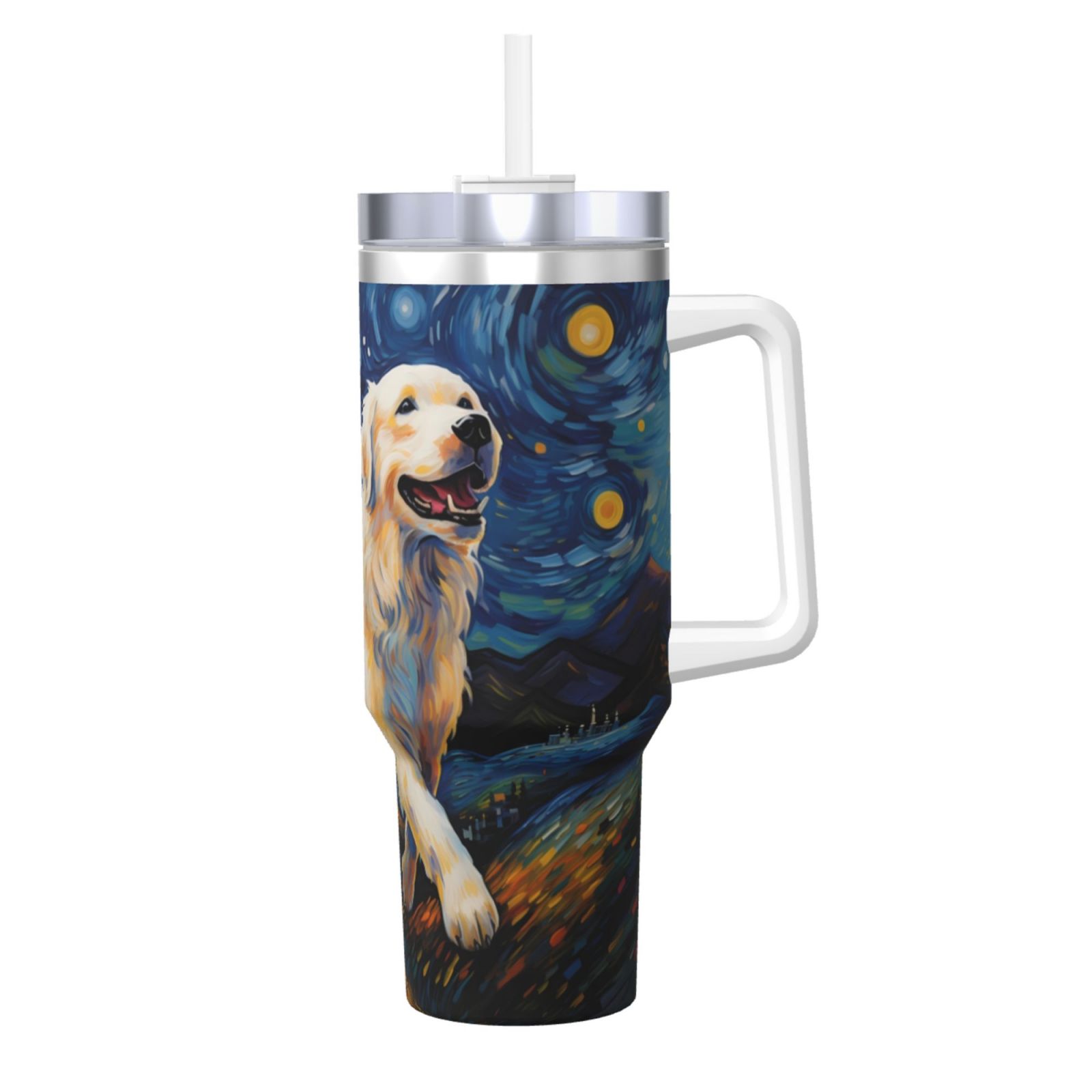 Gukieu Vintage Starry Sky Labrador Print 40OZ Ice Cup, Stainless Steel ...