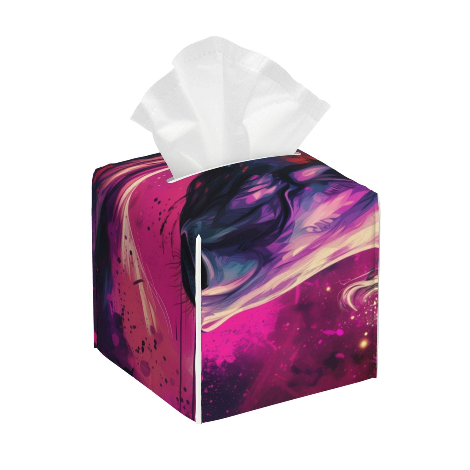 Gukieu Watercolor Painting White Horse Print Leather Tissue Box, PVC ...