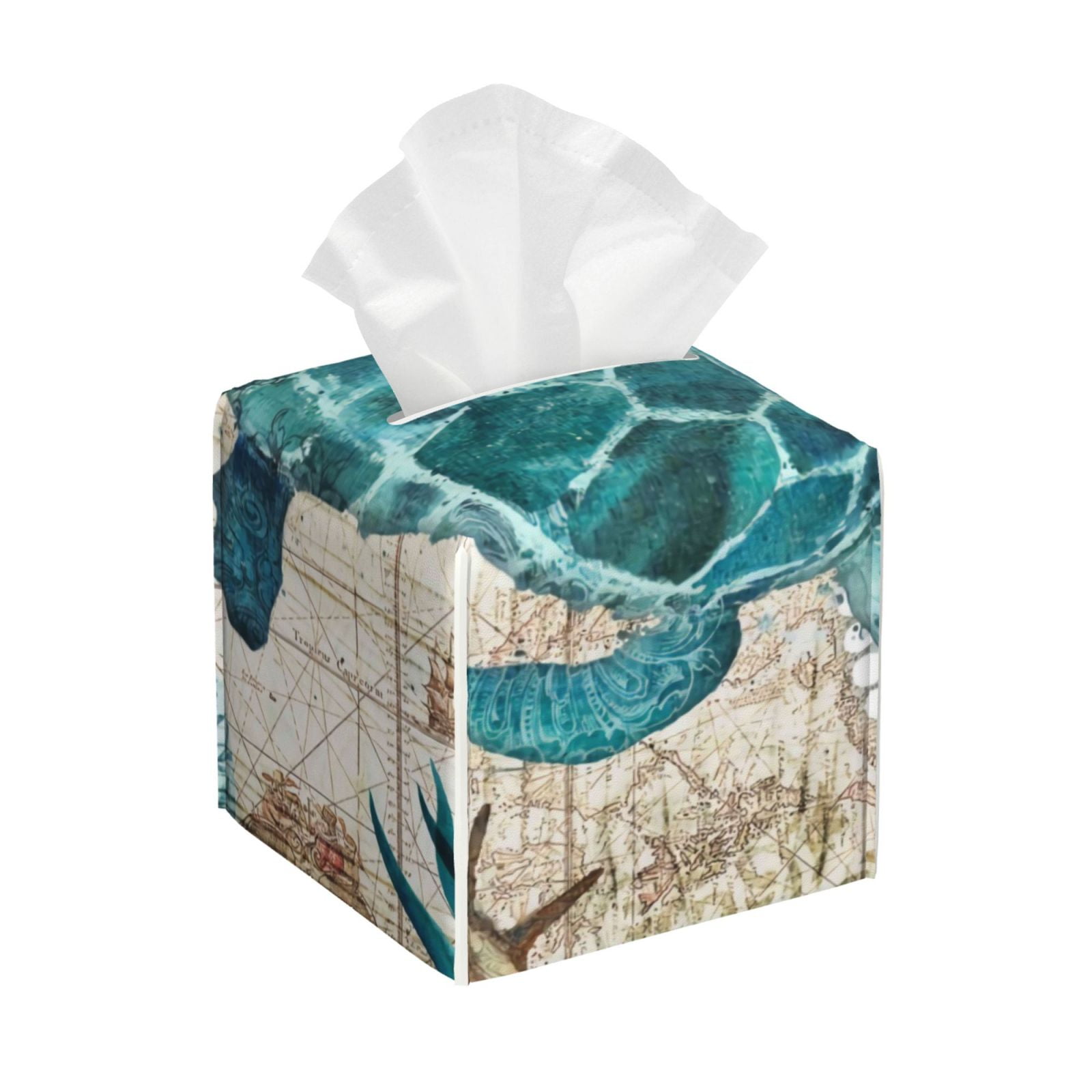 Gukieu Watercolor Sea Turtle Print Leather Tissue Box, PVC Waterproof ...