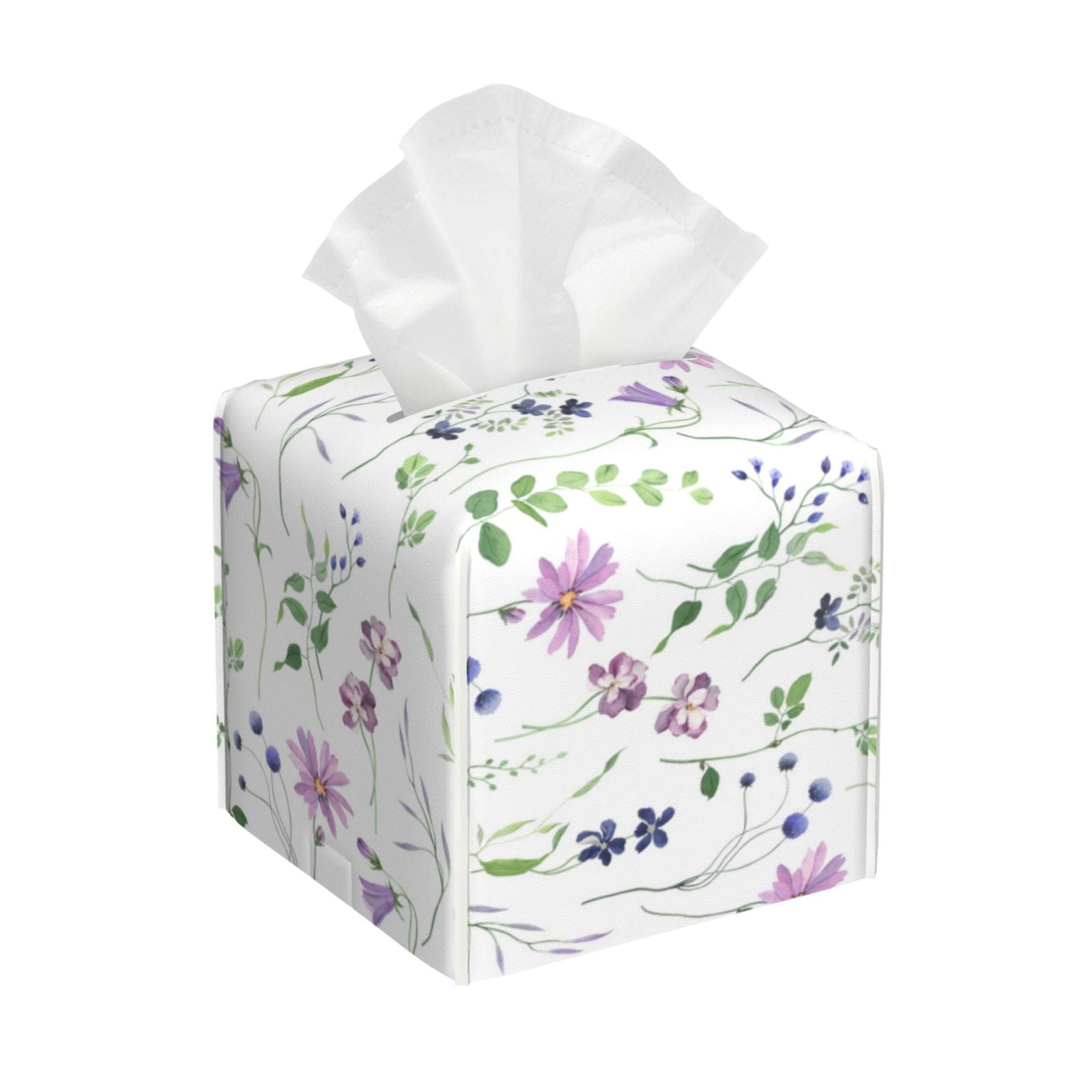Gukieu Watercolor Wildflower Print Leather Tissue Box, PVC Waterproof ...