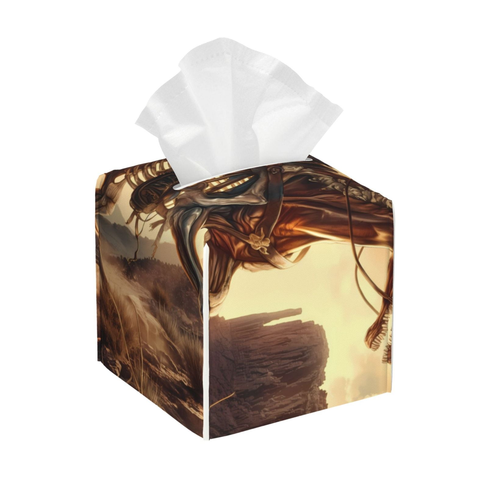 Gukieu Western Skeleton Cowboy Horse Print Leather Tissue Box, PVC ...