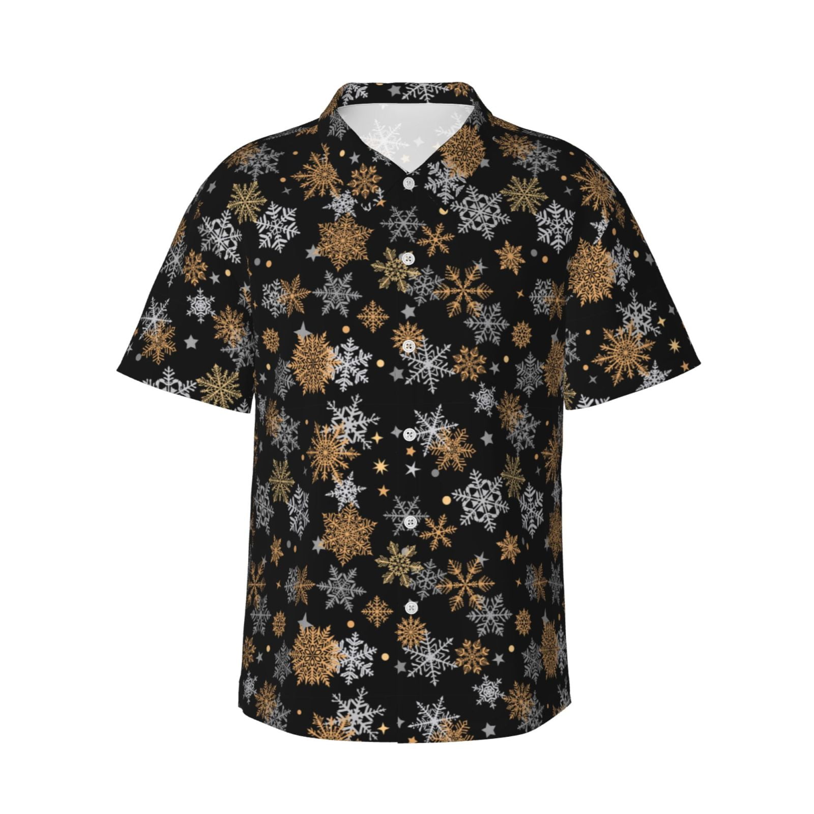 Gukieu White And Yellow Snowflakes Print Men's Short-sleeved Shirts ...