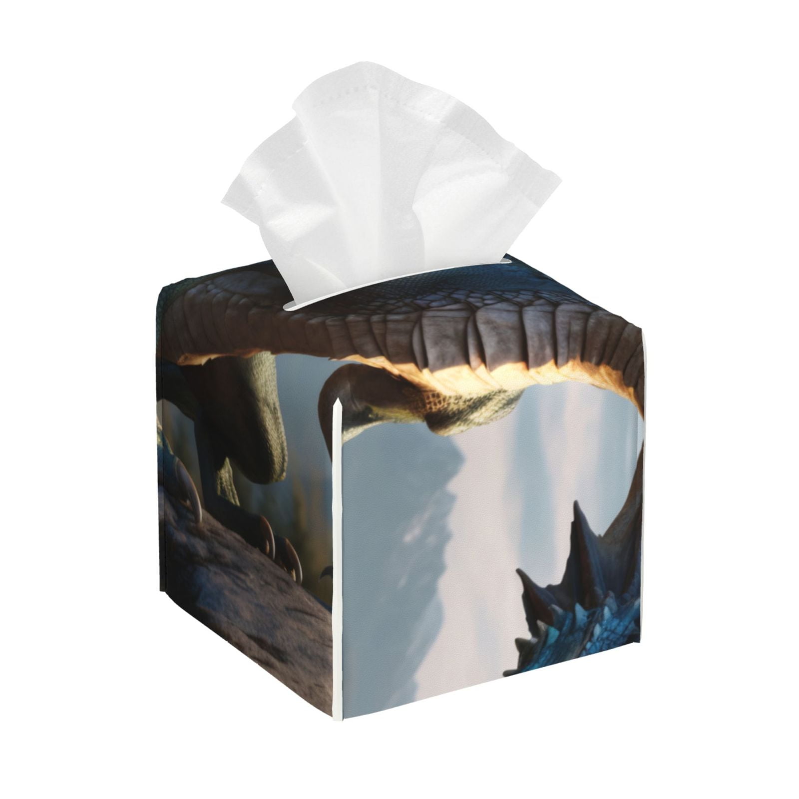 Gukieu Wild Blue Cool Dragon Print Leather Tissue Box, PVC Waterproof ...
