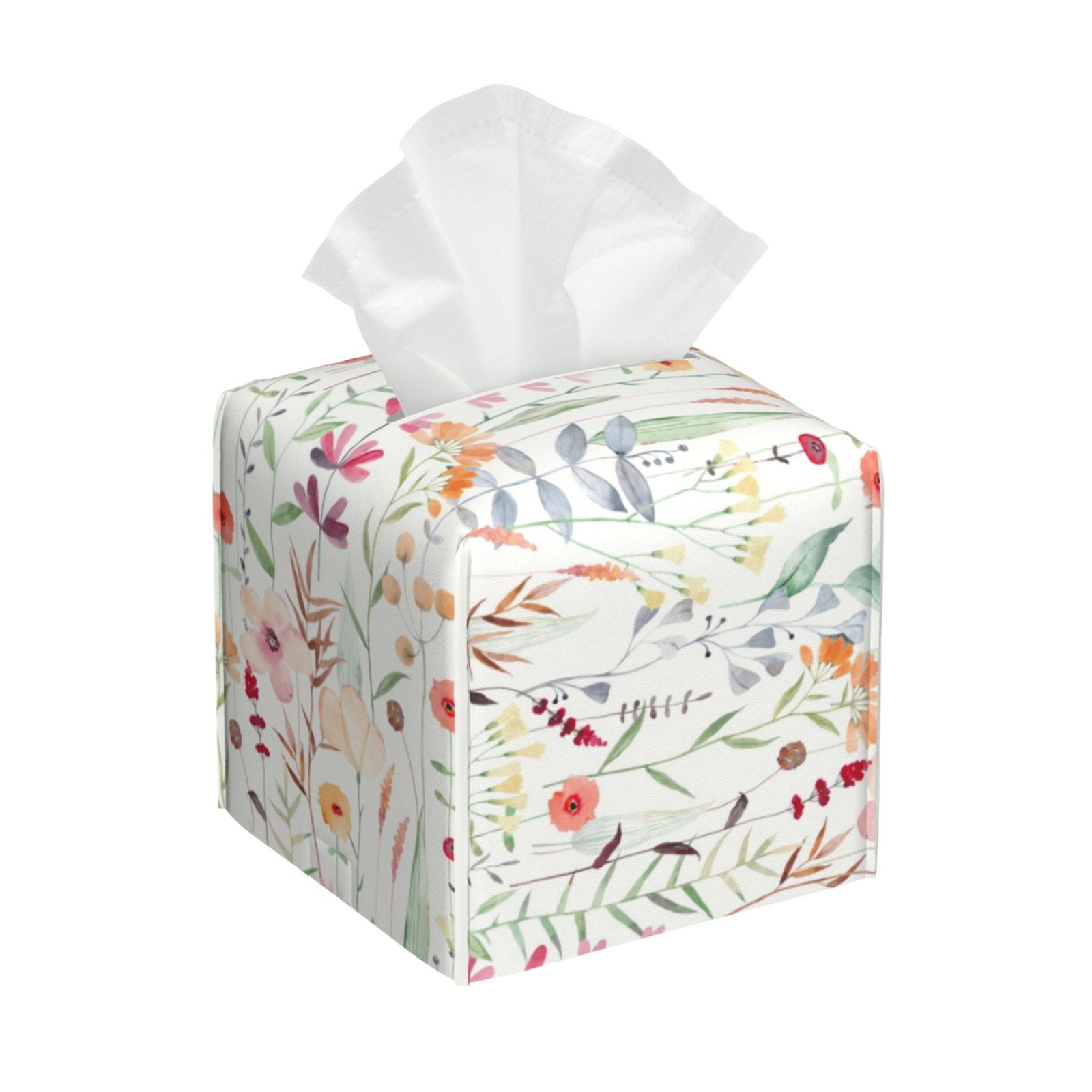 Gukieu Wildflower Watercolor 4 Print Leather Tissue Box, PVC Waterproof ...