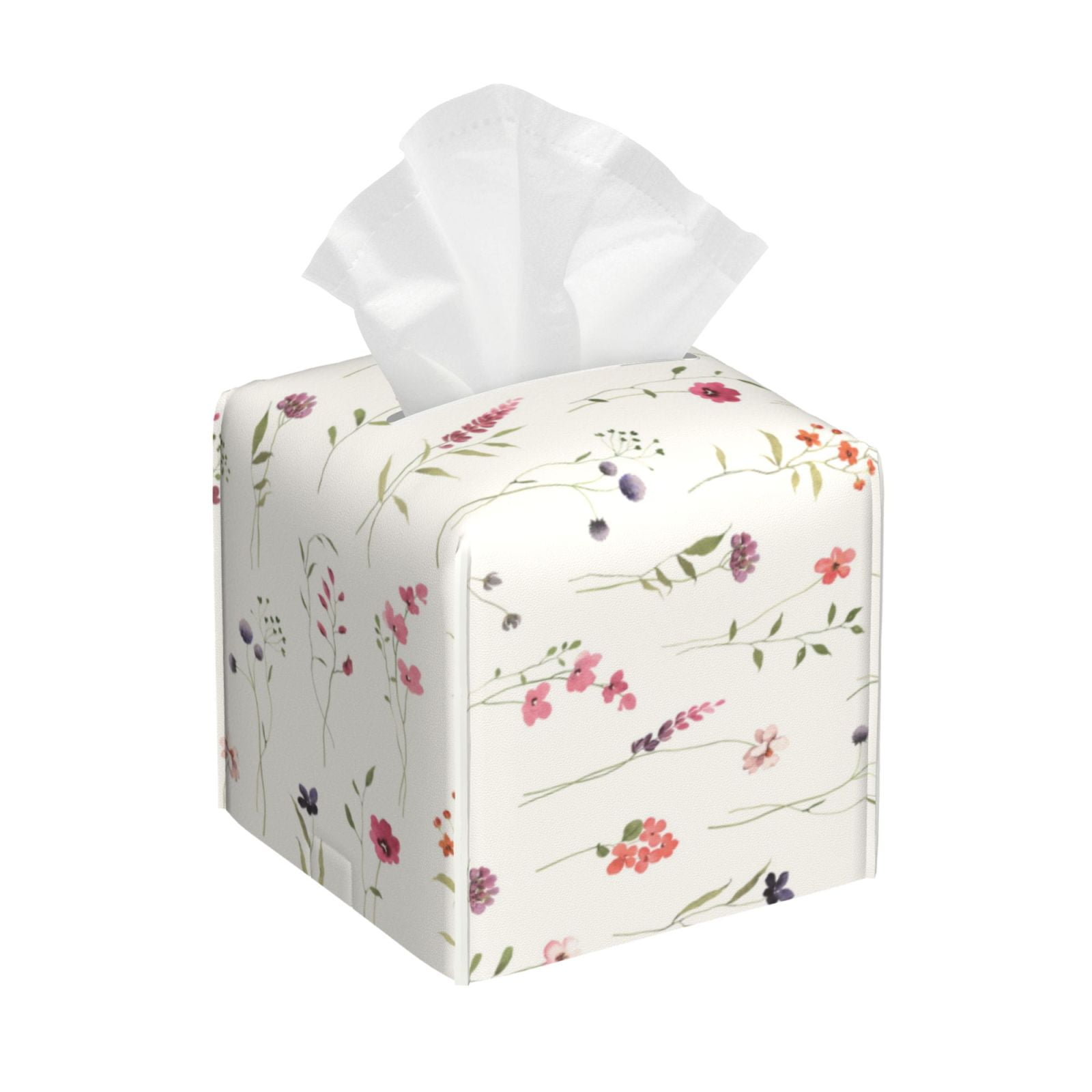 Gukieu Wildflower Watercolor Print Leather Tissue Box, PVC Waterproof ...