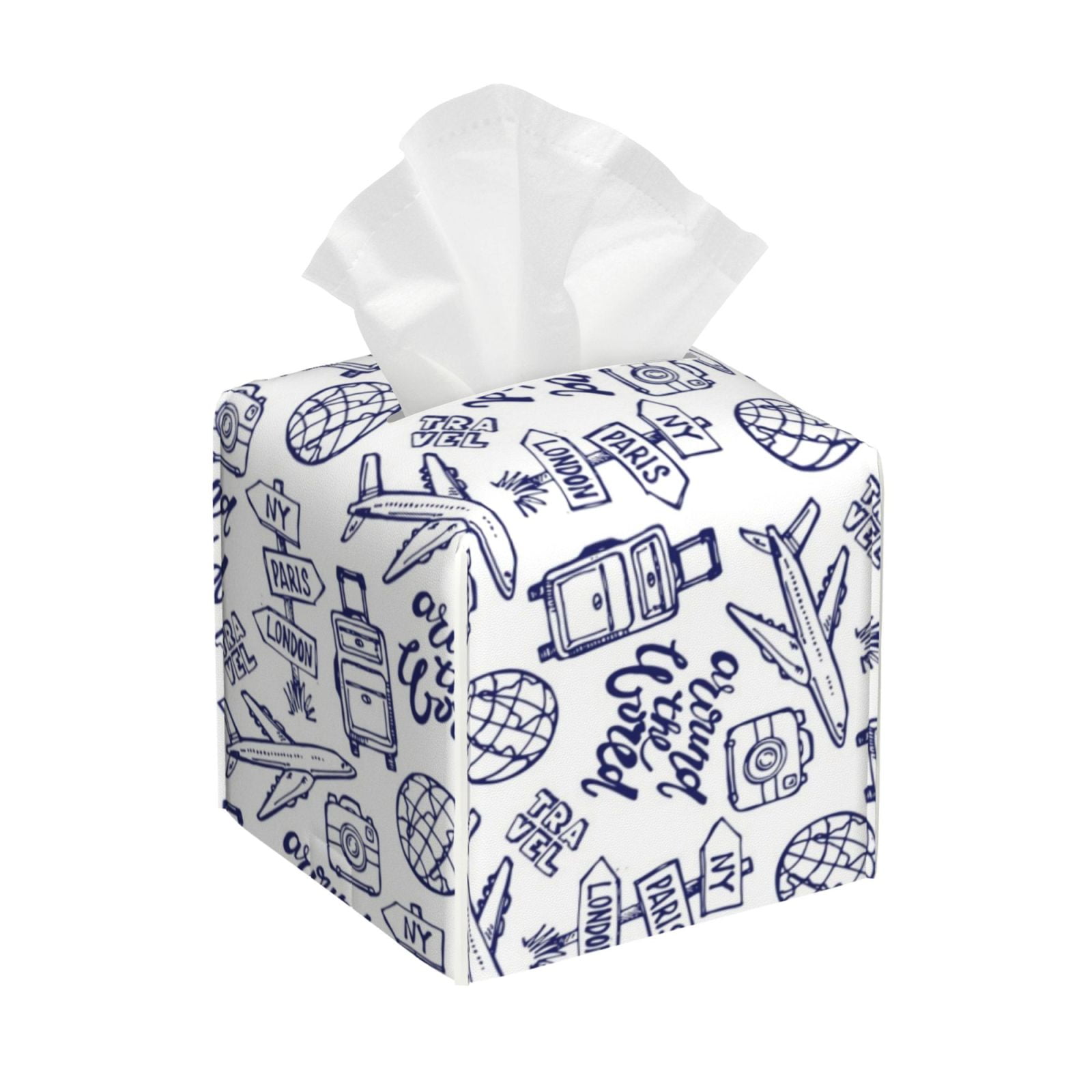 Gukieu World Travel2 Print Leather Tissue Box, PVC Waterproof Velcro ...
