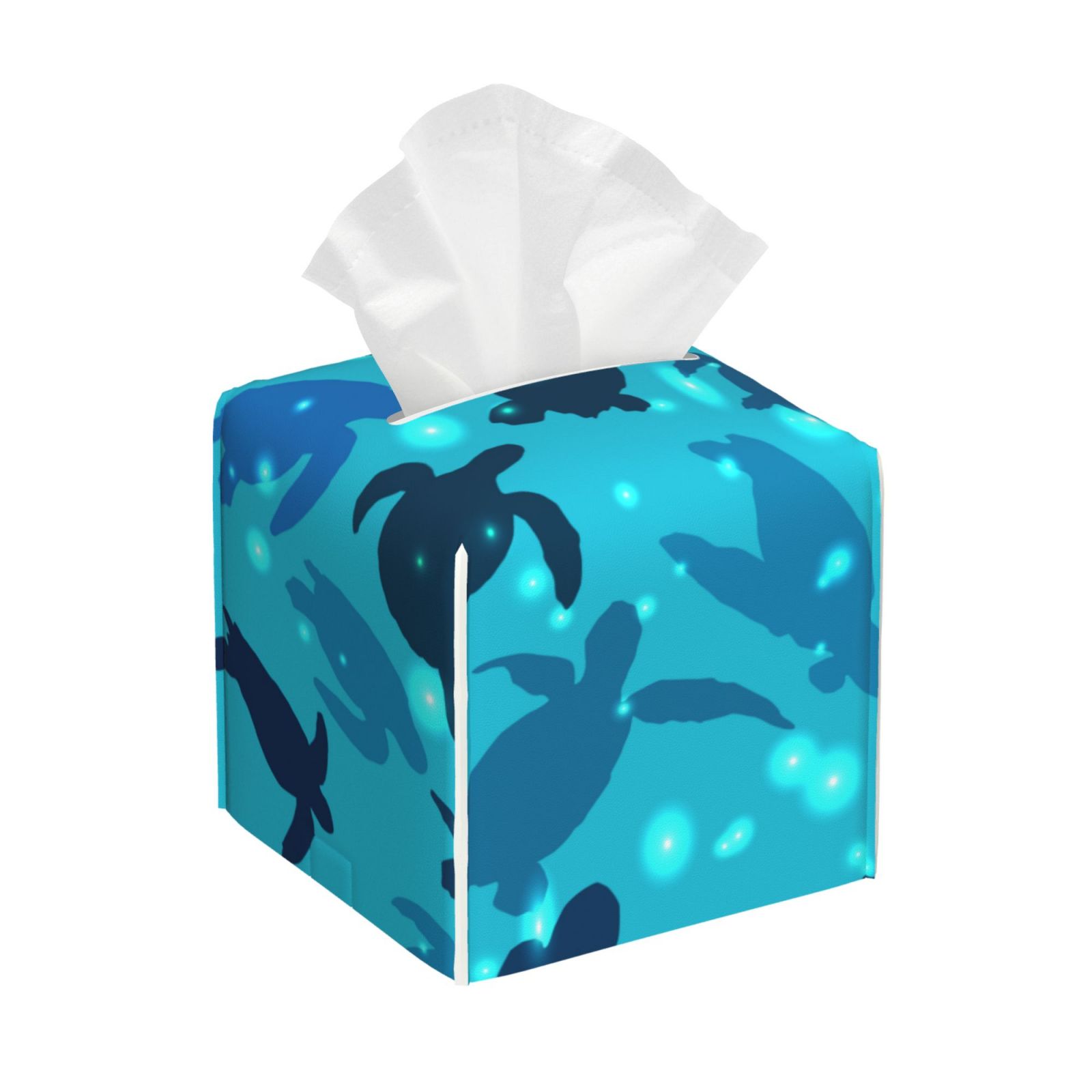 Gukieu World Turtle Day Print Leather Tissue Box, PVC Waterproof Velcro ...