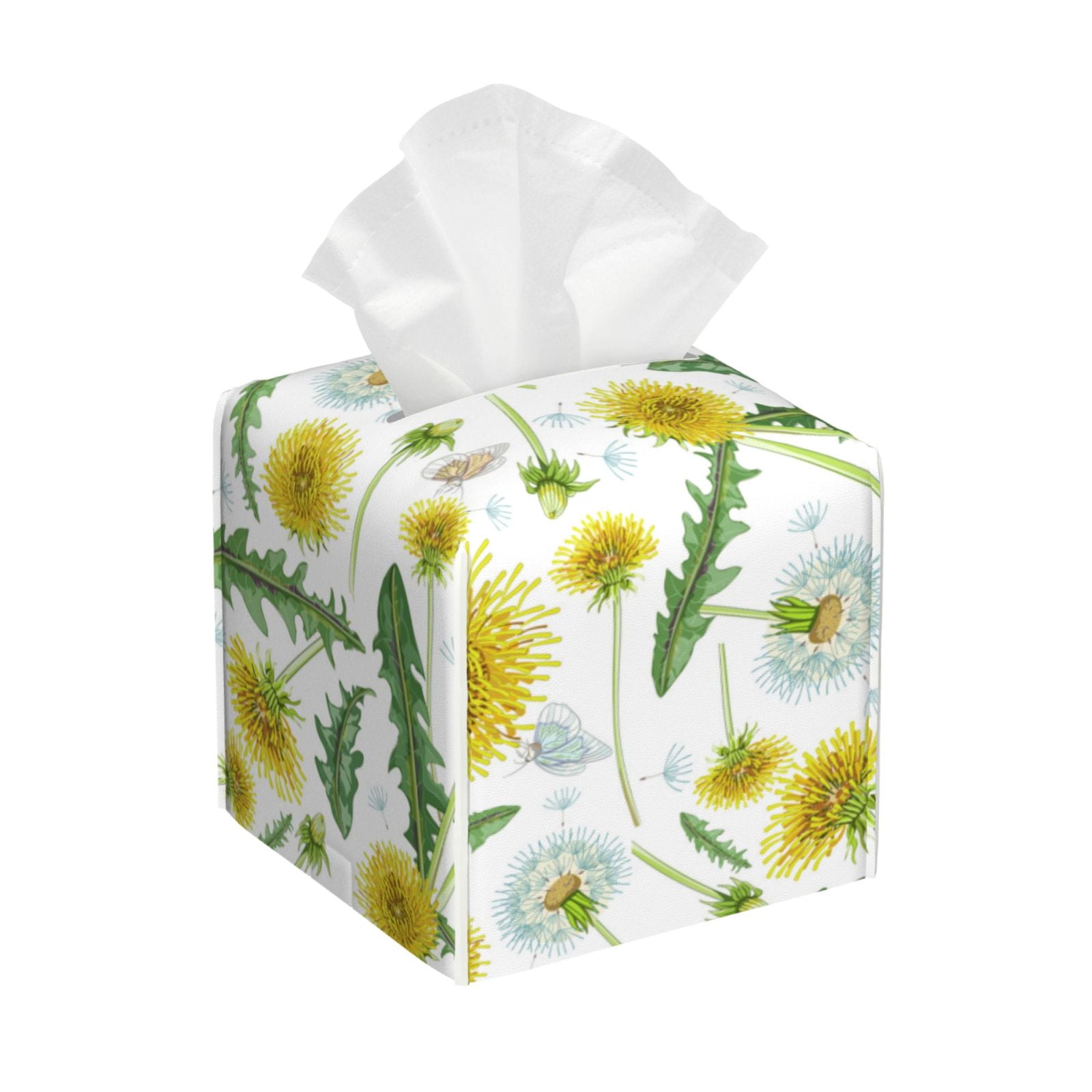 Gukieu Yellow Dandelions Print Leather Tissue Box, PVC Waterproof ...