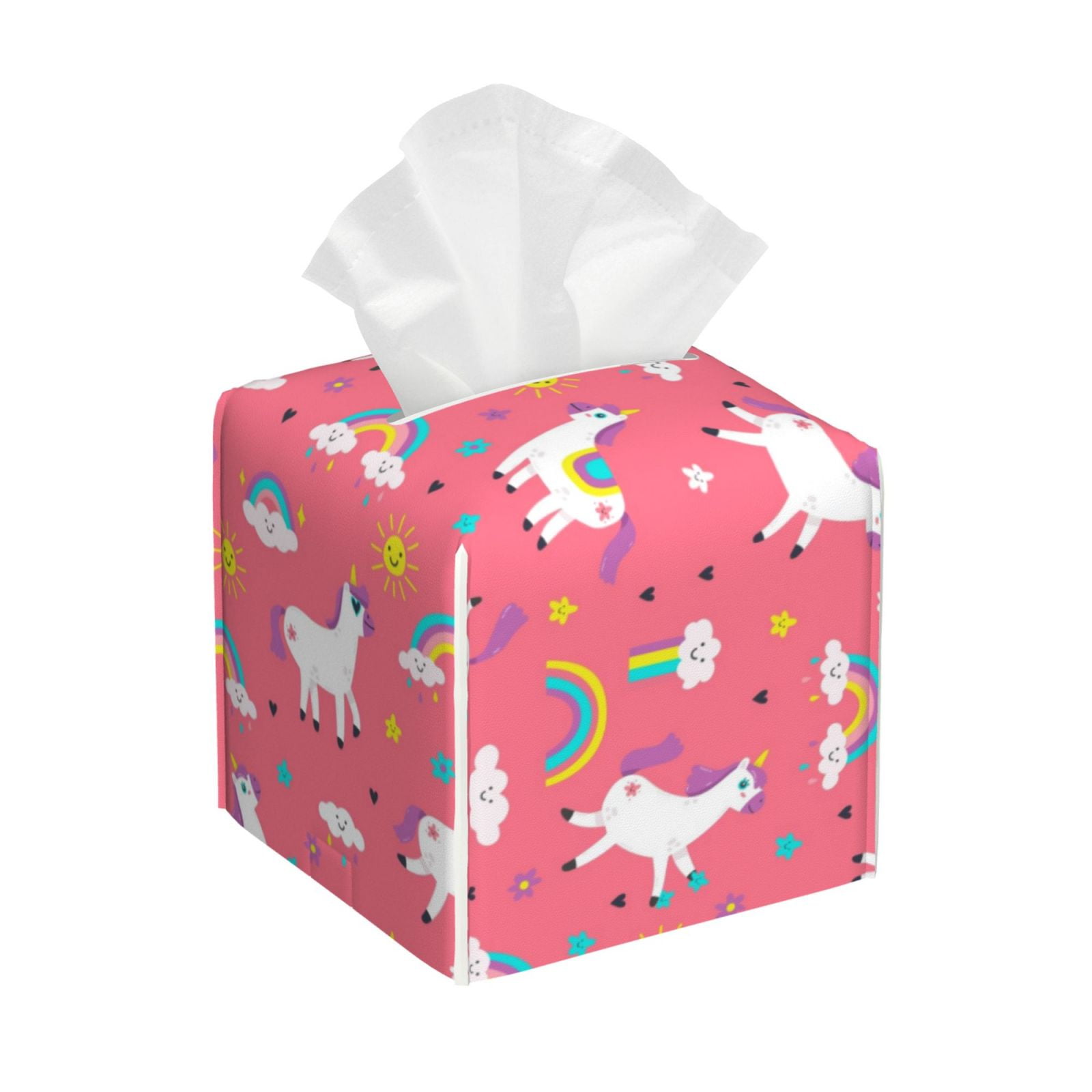 Gukieu Yoga Unicorn Print Leather Tissue Box, PVC Waterproof Velcro ...