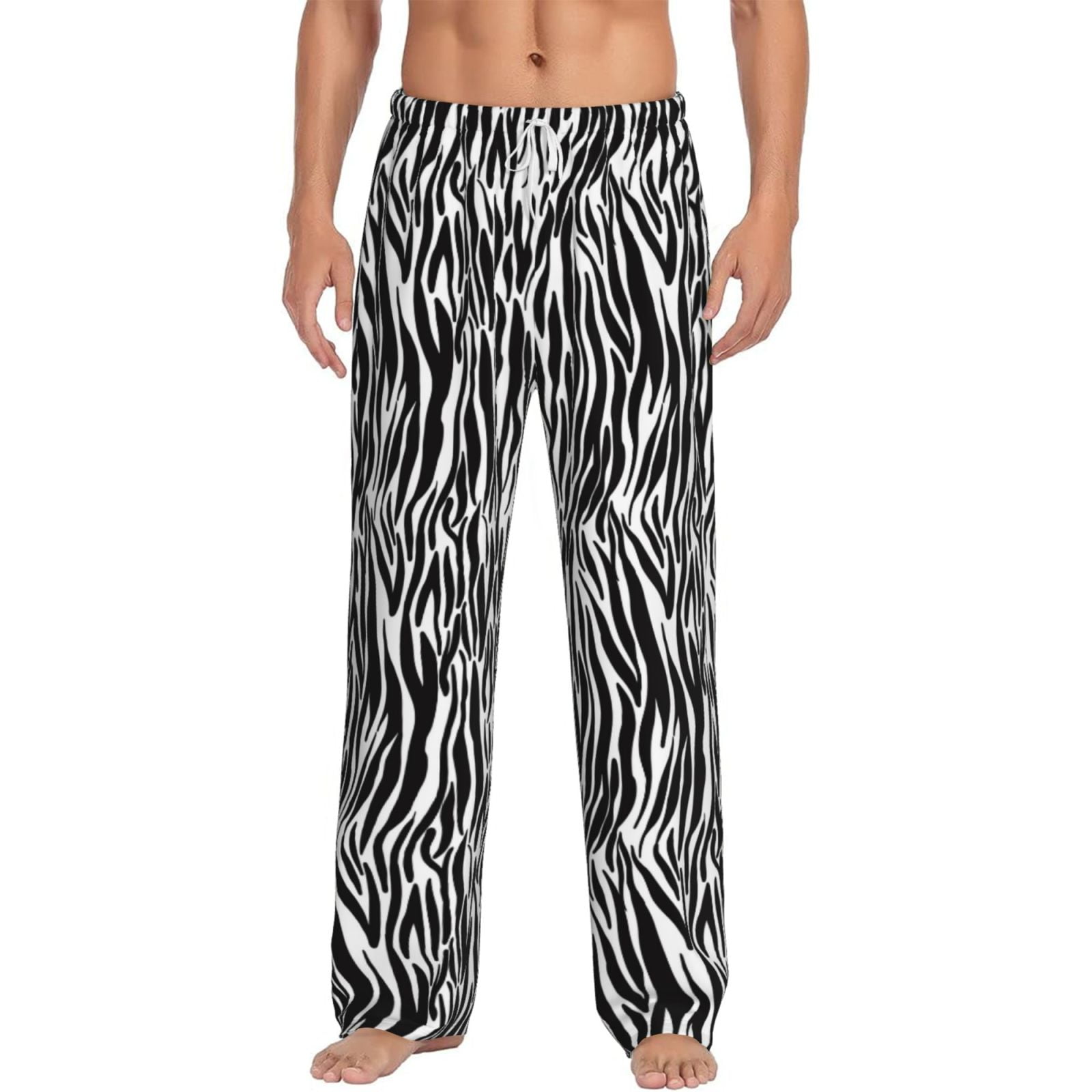 Gukieu Zebra Print Men's Home Trousers, Elastic Drawstring Home Pajamas ...