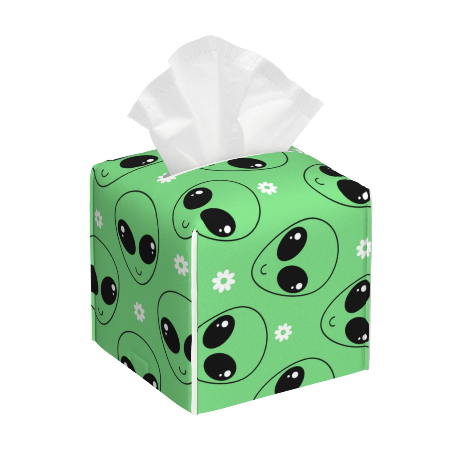 Gukieu alien cartoons Print Leather Tissue Box, PVC Waterproof Velcro ...