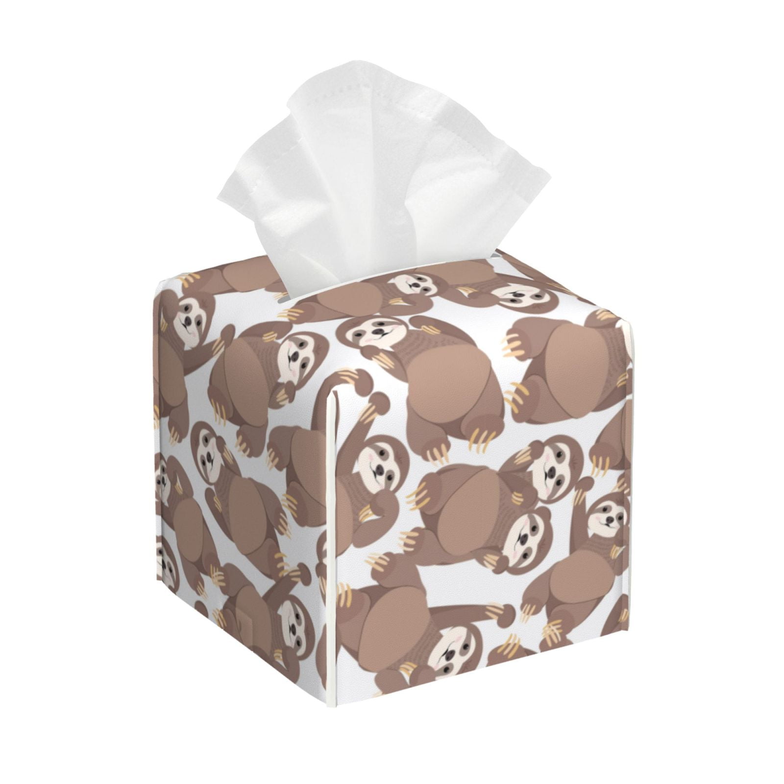 Gukieu brown sloth family Print Leather Tissue Box, PVC Waterproof ...