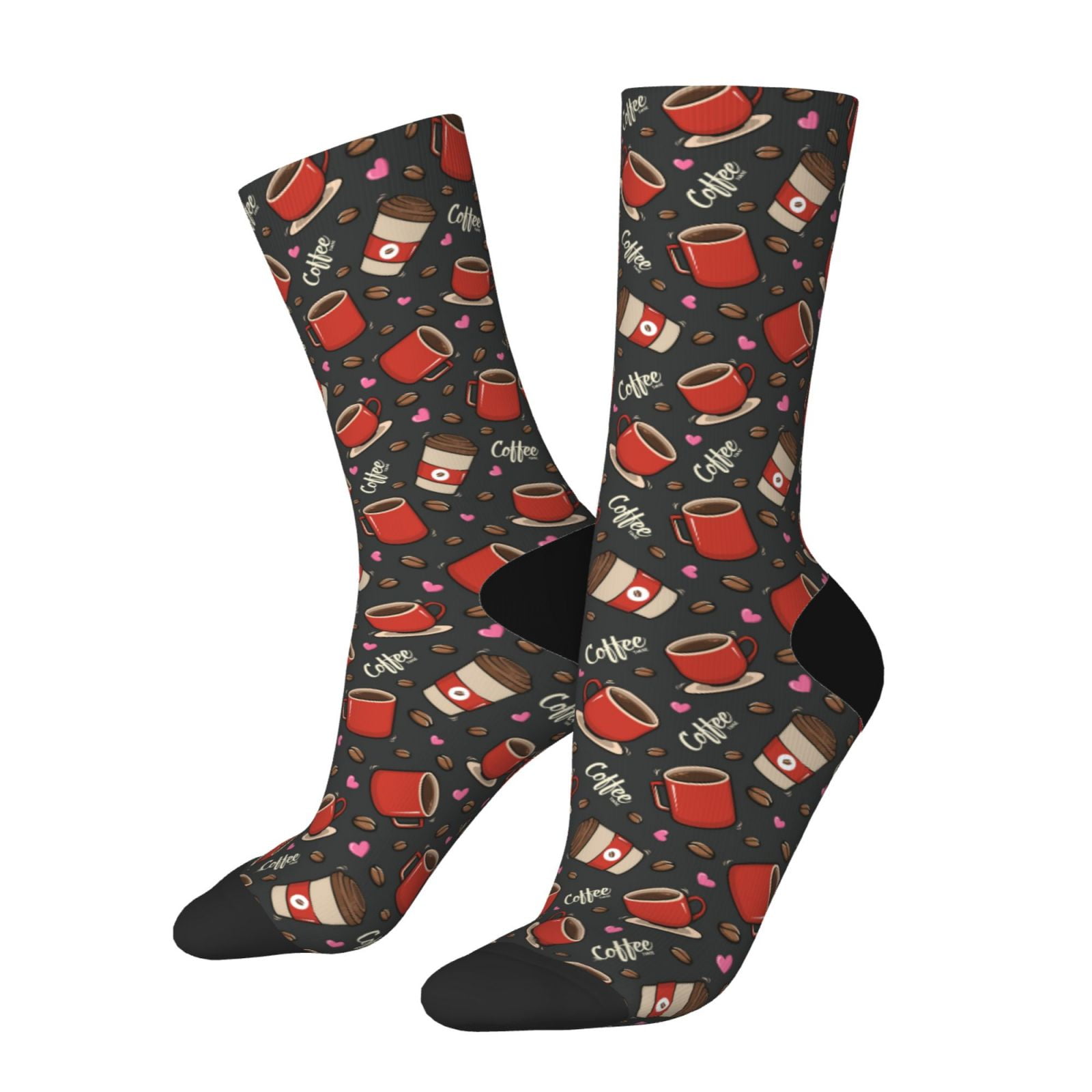 Gukieu coffee mug cup Print Contrast Color Mid-calf Socks, Sweat ...