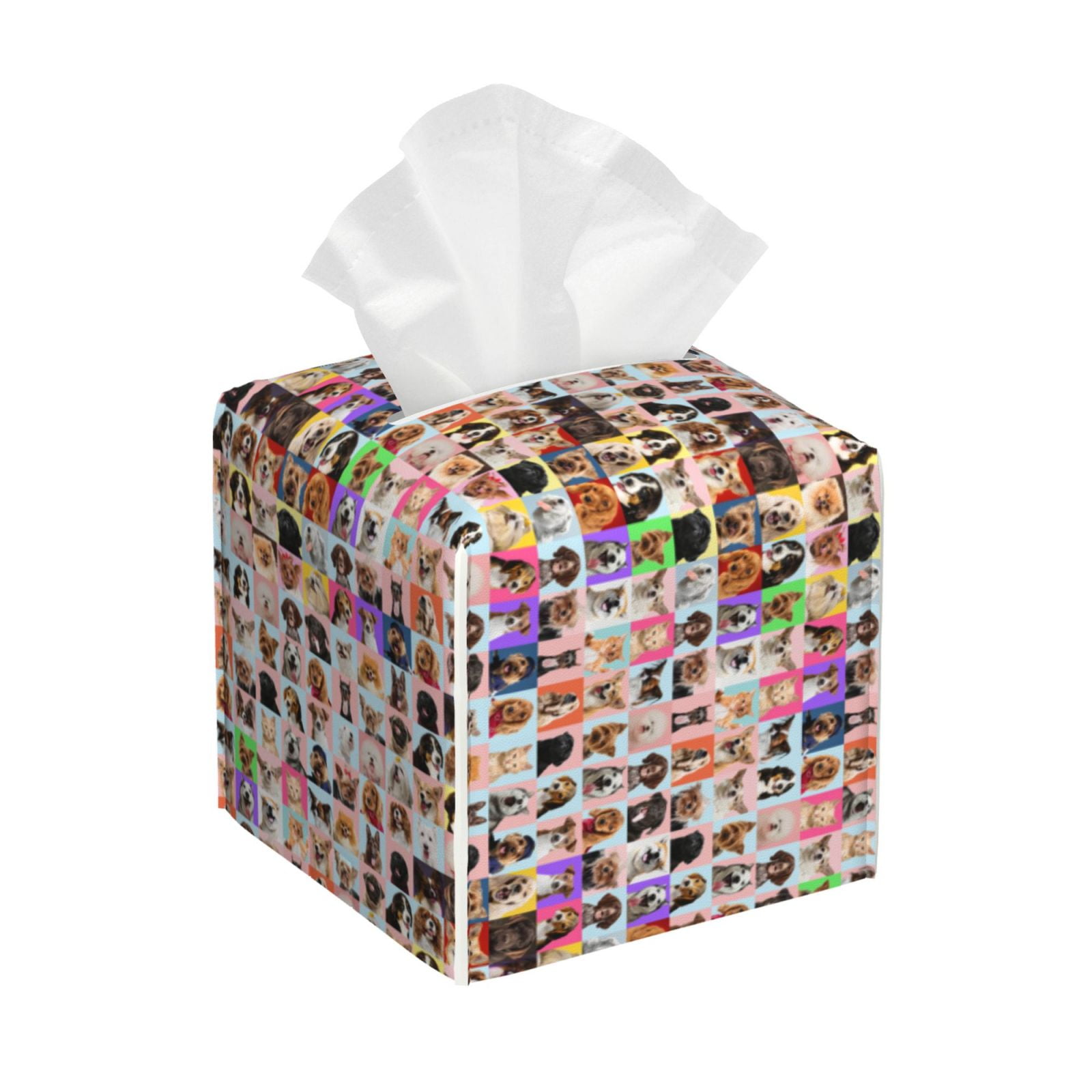 Gukieu dogs and cats Print Leather Tissue Box, PVC Waterproof Velcro ...