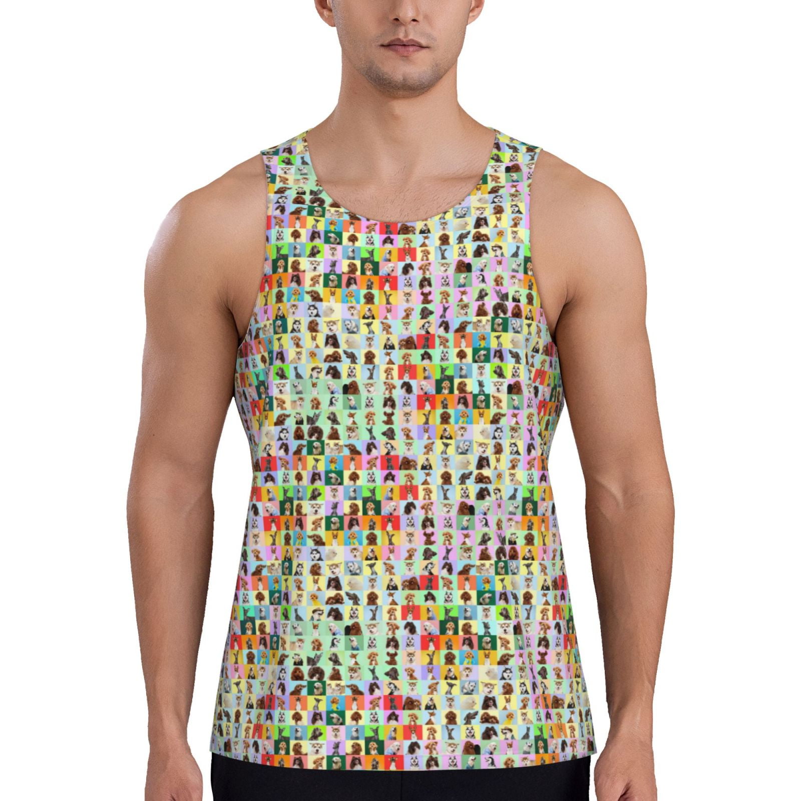 Gukieu dogs collage Print Men's Quick Dry Fitness Vest, Round Neck ...