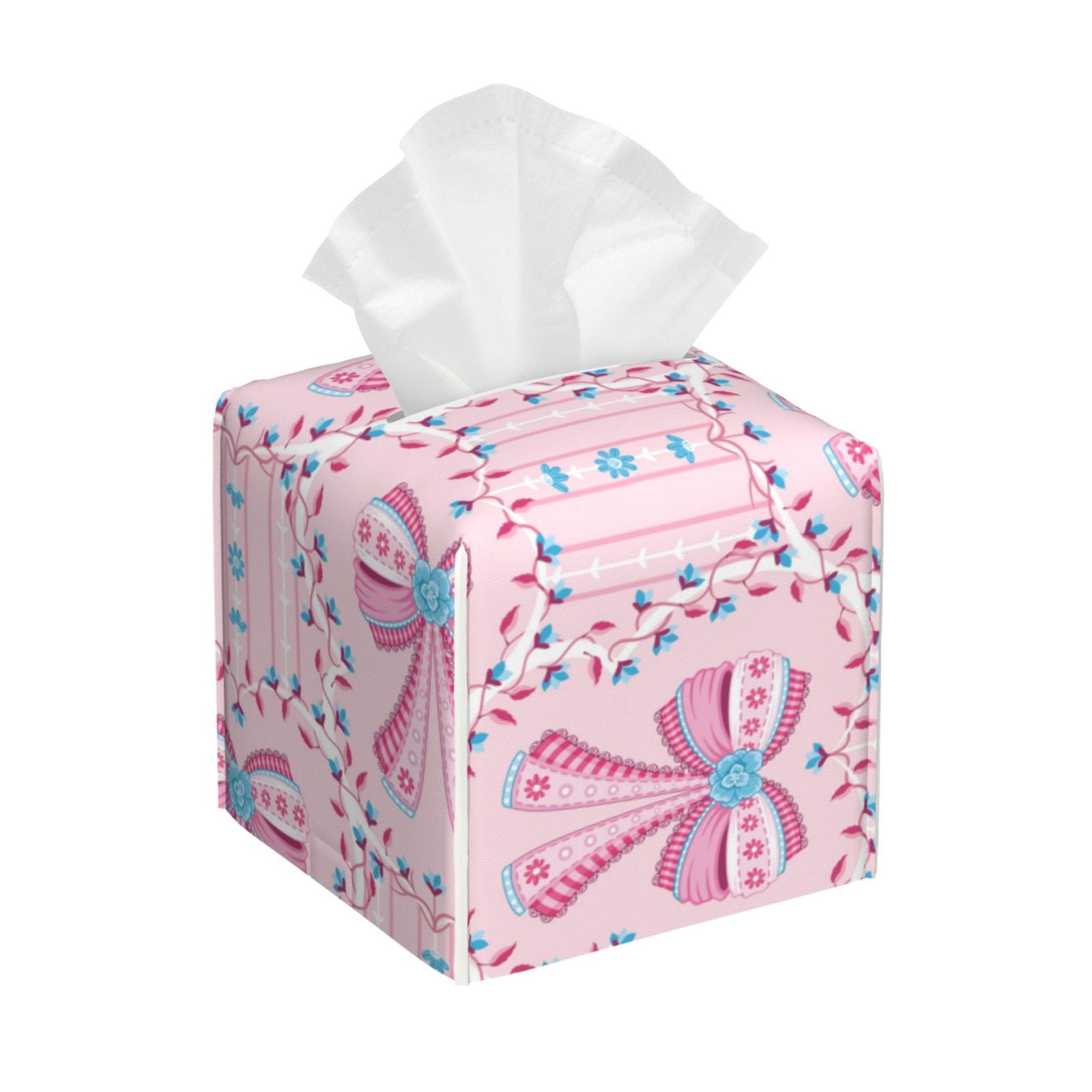 Gukieu pink bows Print Leather Tissue Box, PVC Waterproof Velcro ...